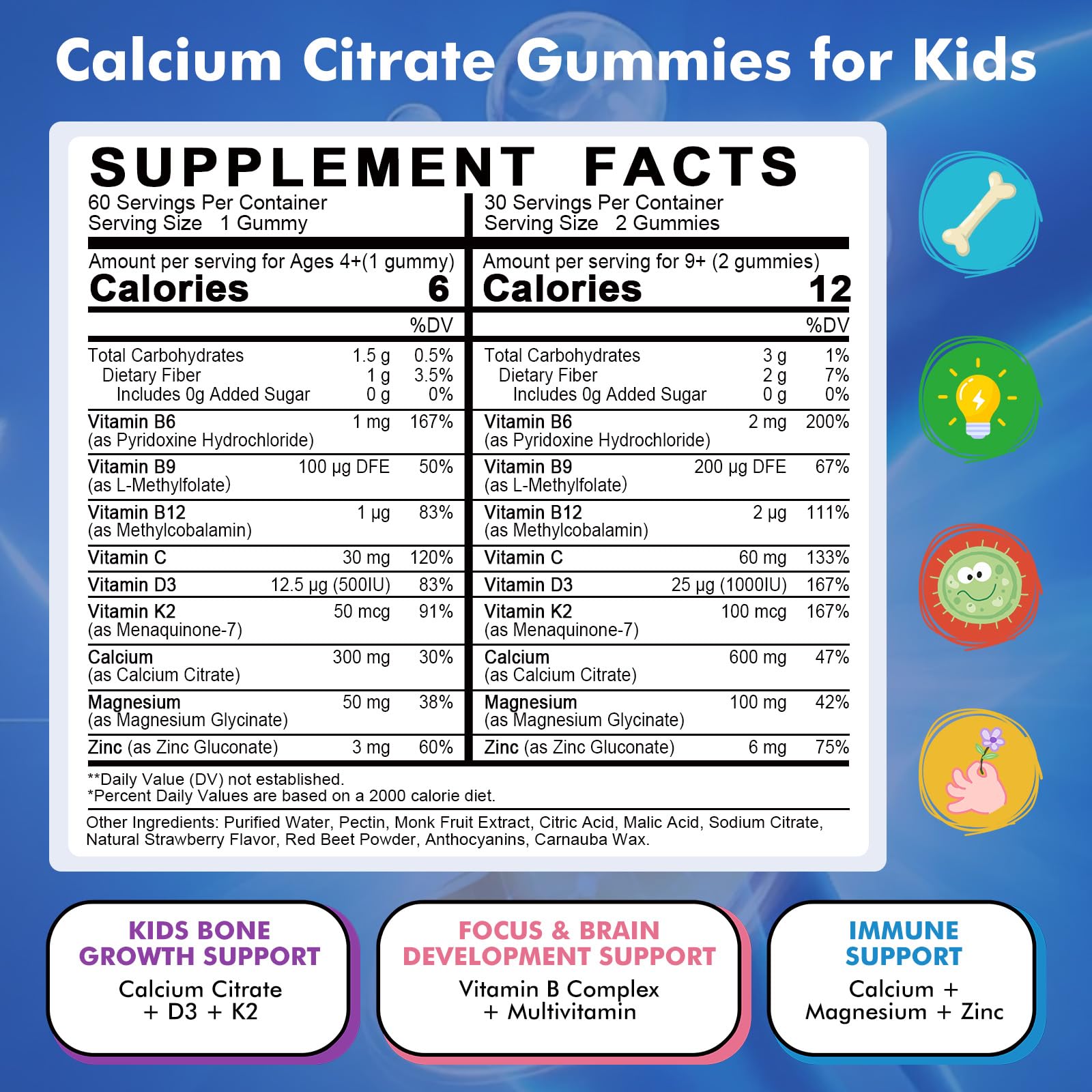 Vitamin D3 enriched calcium gummies for children