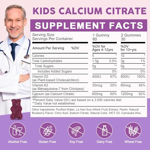 Vitamin D3 enriched calcium gummies for immunity