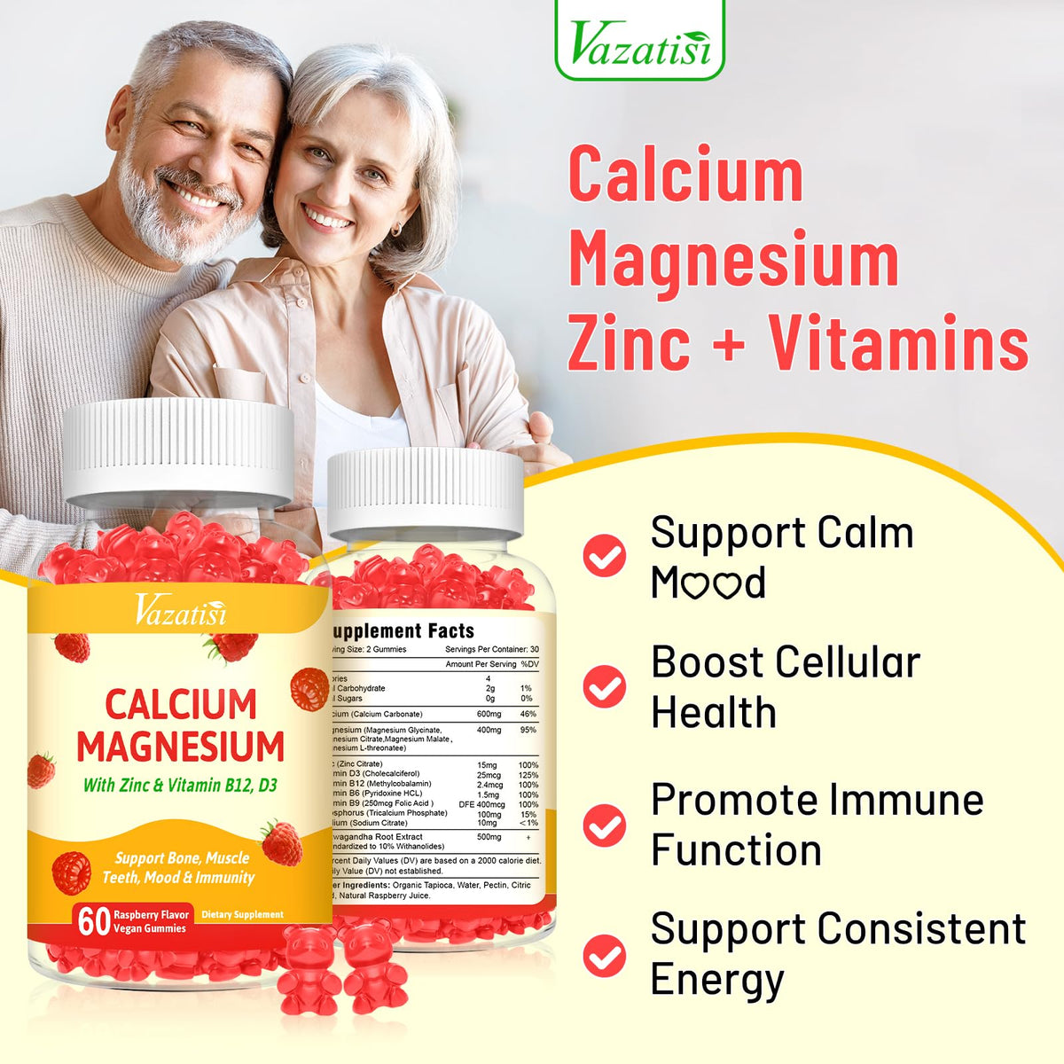 Vitamin D3 enriched calcium gummies