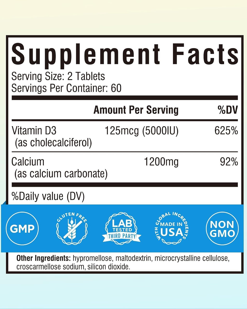 Vitamin D3 enriched calcium supplement