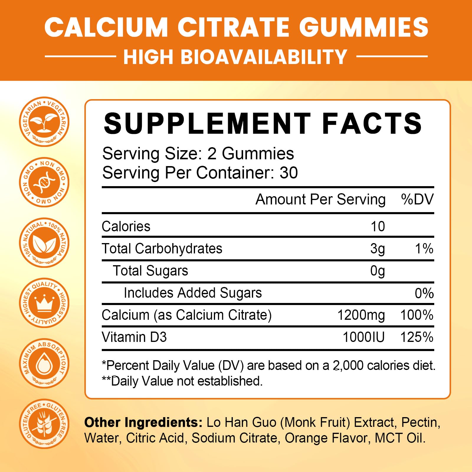 Vitamin D3 enriched calcium supplement