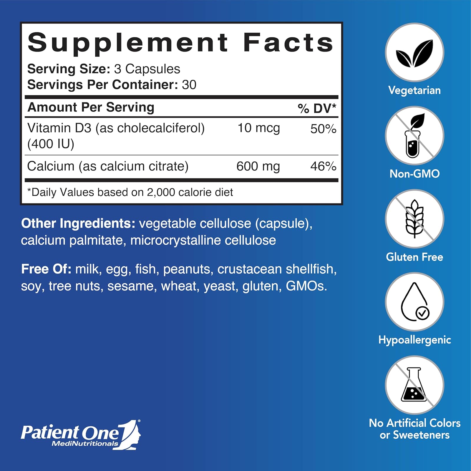 Vitamin D3 enriched calcium supplement