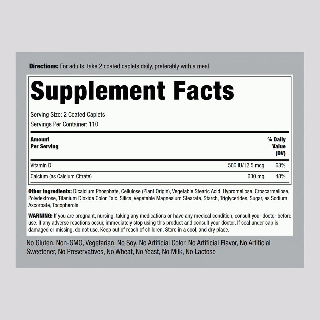 Vitamin D3 enriched calcium supplement
