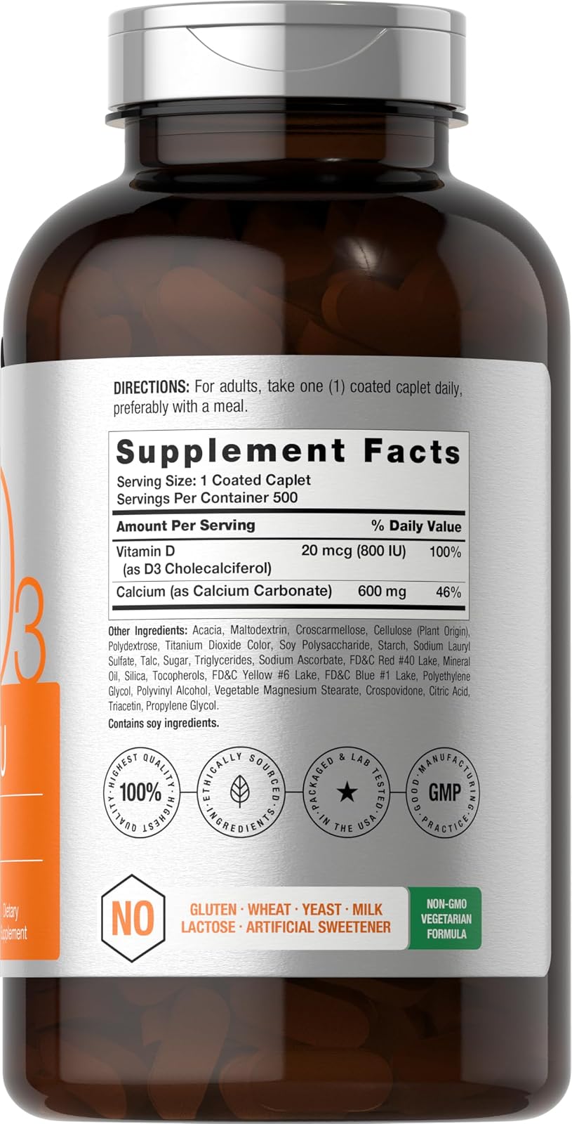 Vitamin D3 enriched calcium supplement