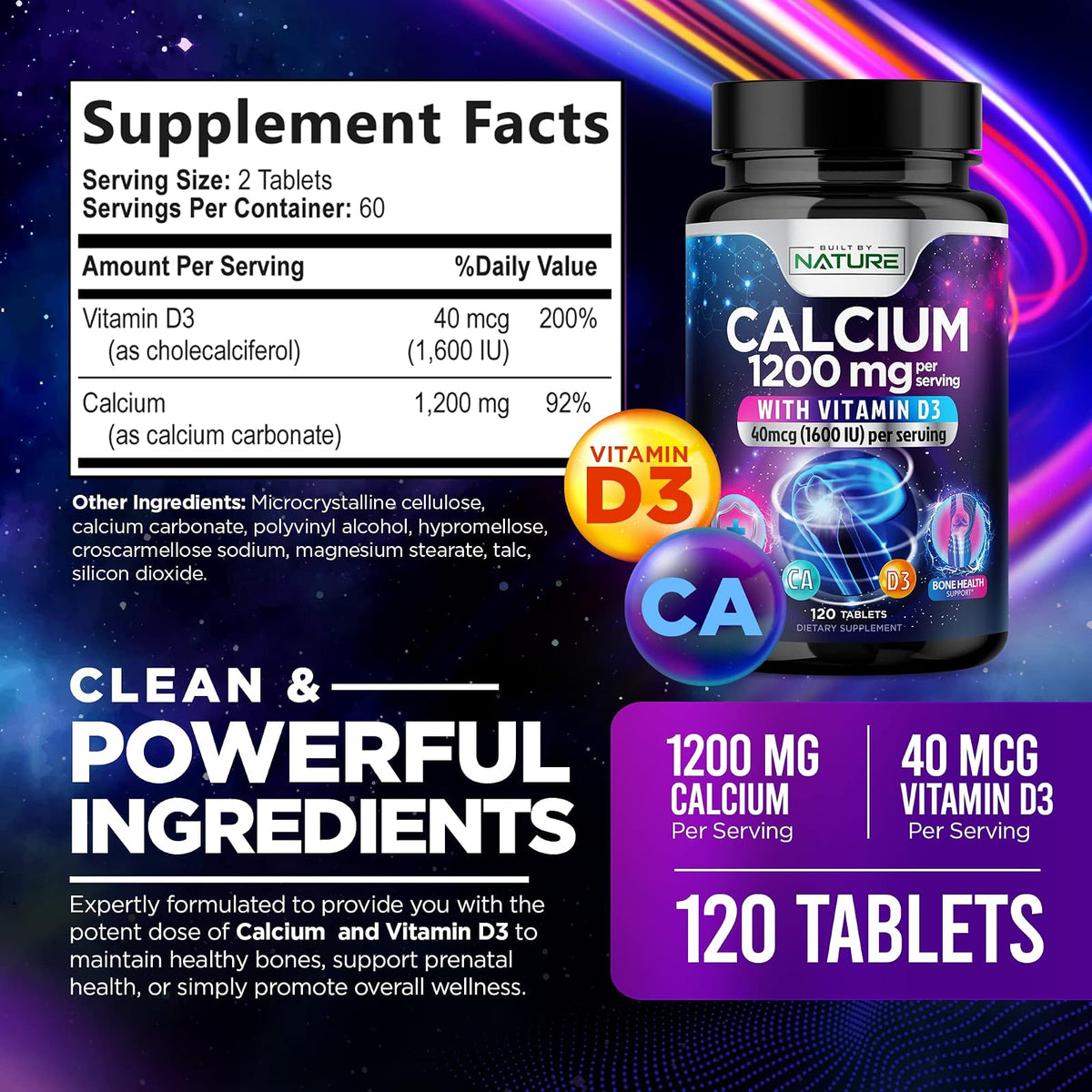 Vitamin D3 enriched calcium supplement
