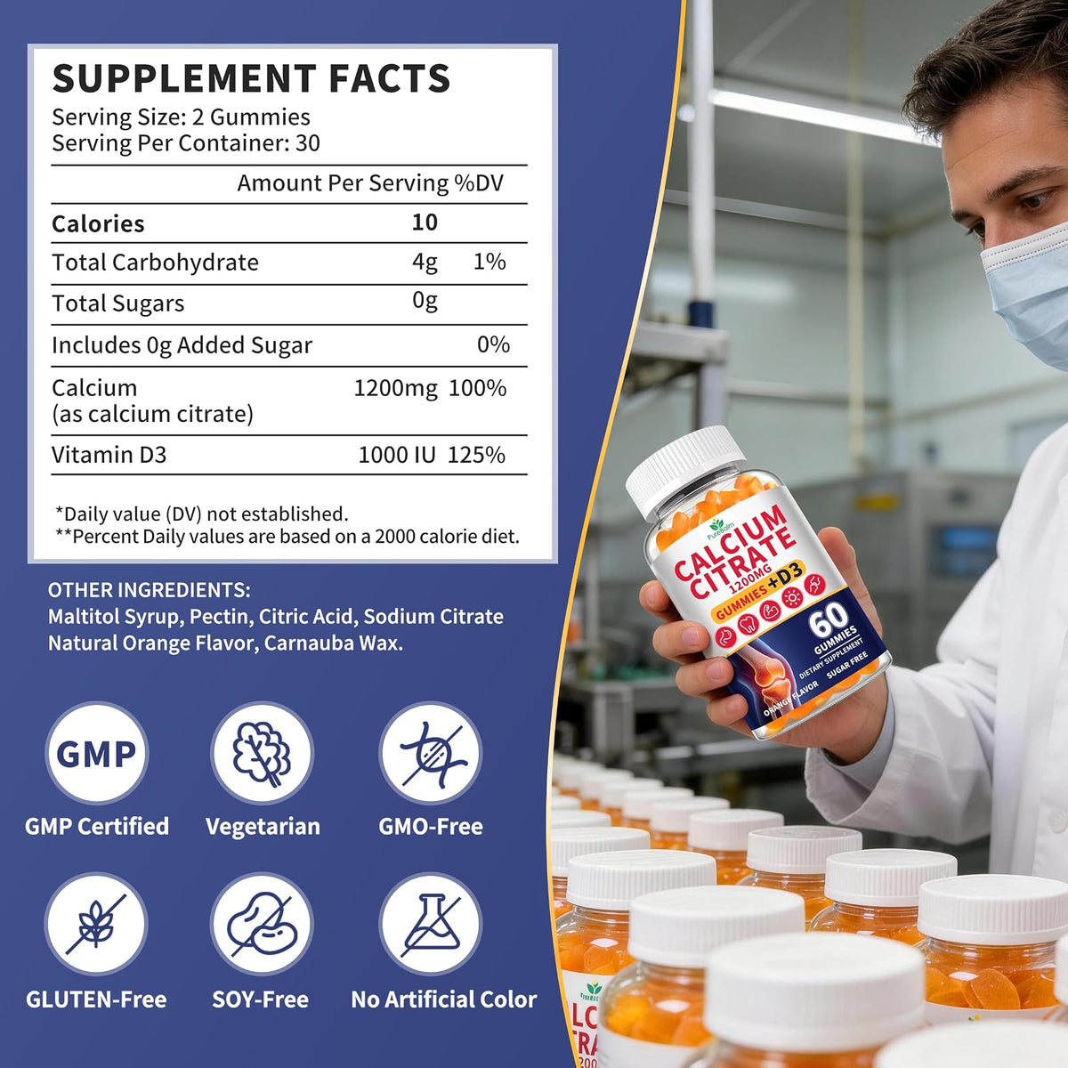Vitamin D3 enriched calcium supplement