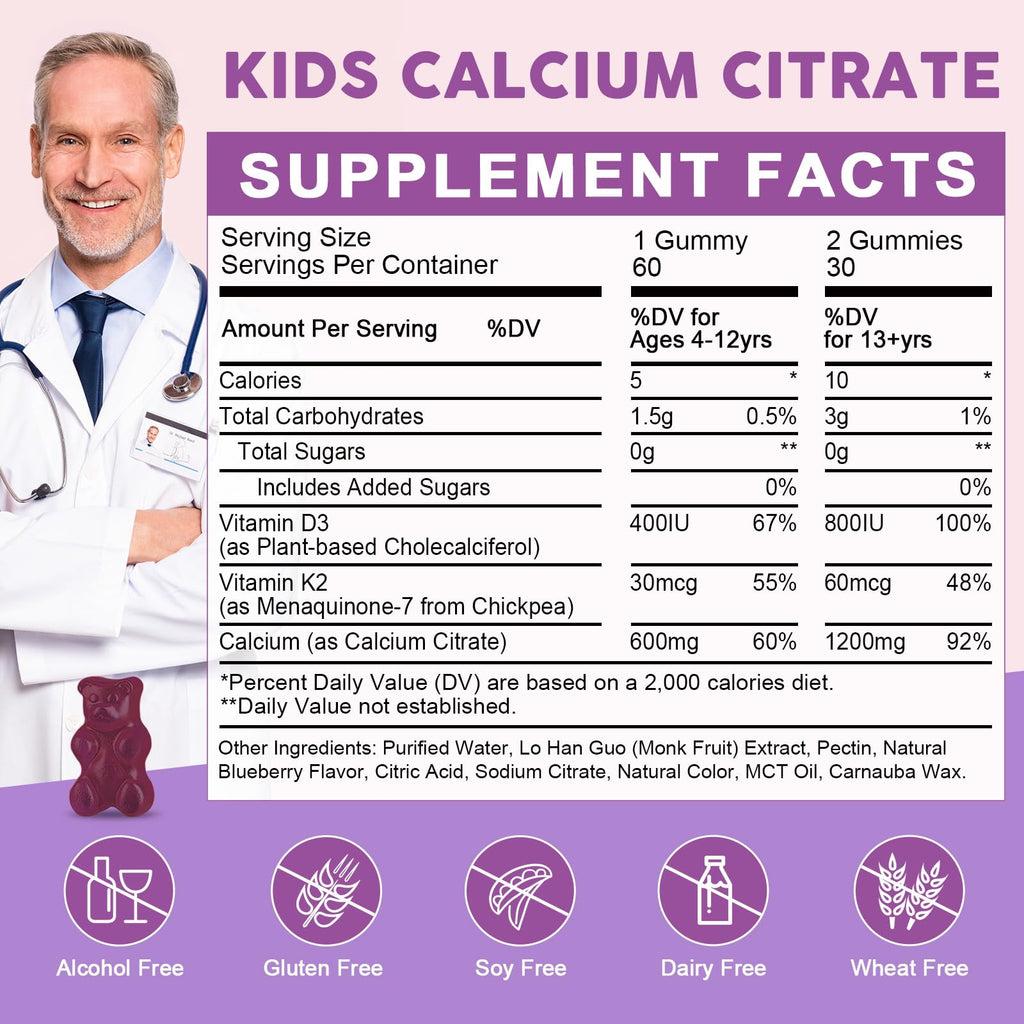 Vitamin D3 enriched calcium supplements