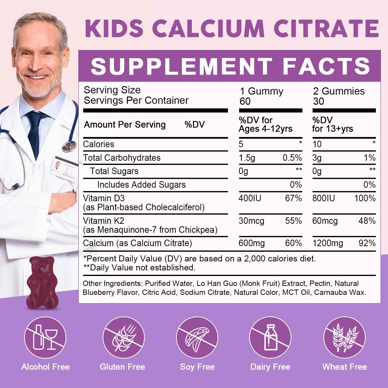Vitamin D3 enriched calcium supplements