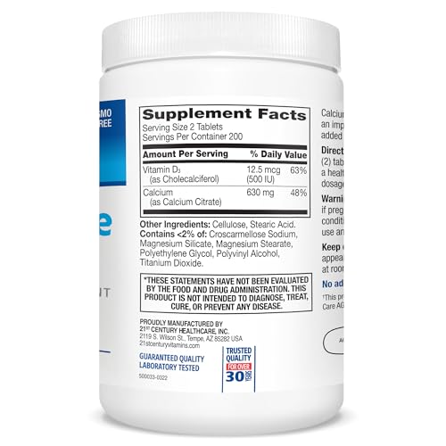 Vitamin D3 enriched calcium tablets