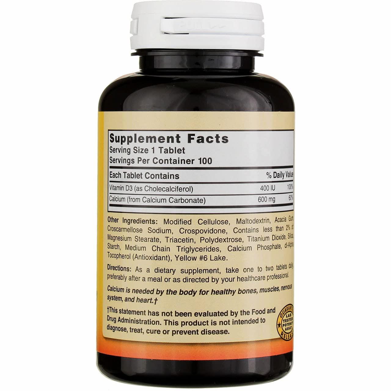Vitamin D3 enriched calcium tablets