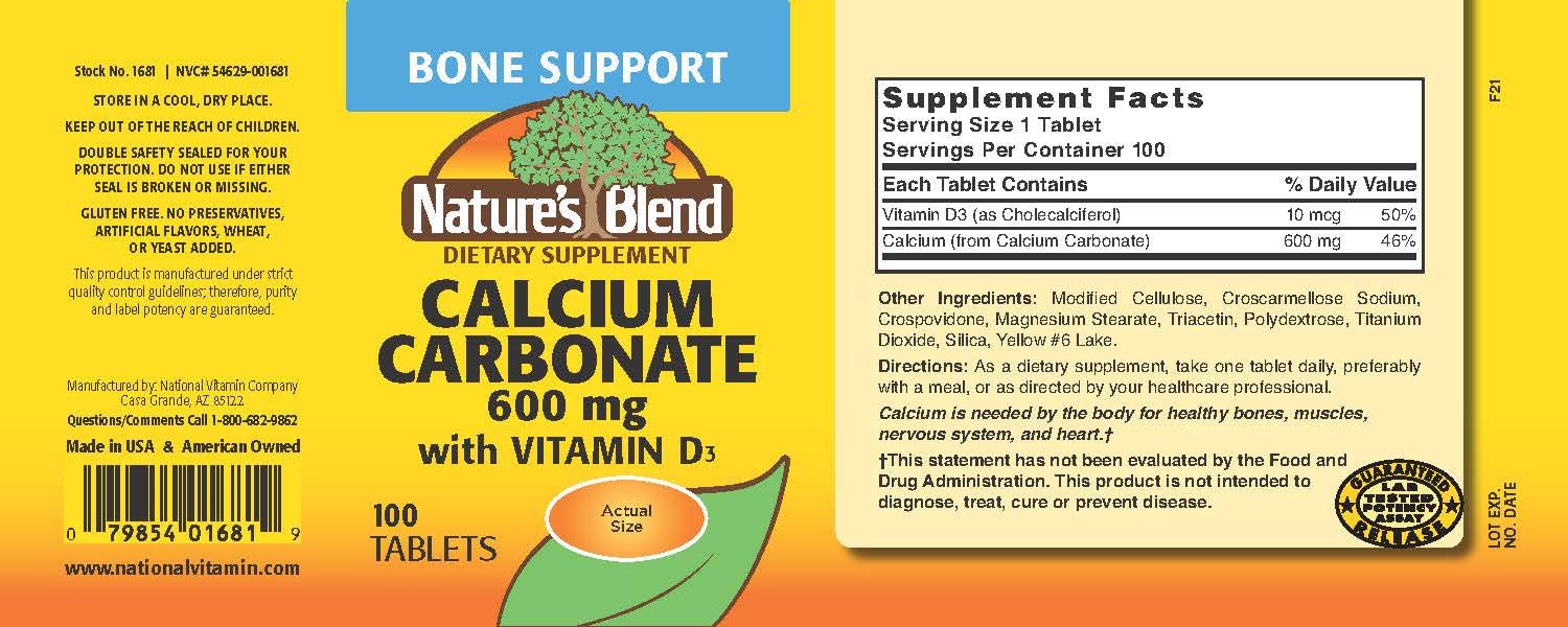 Vitamin D3 enriched calcium tablets