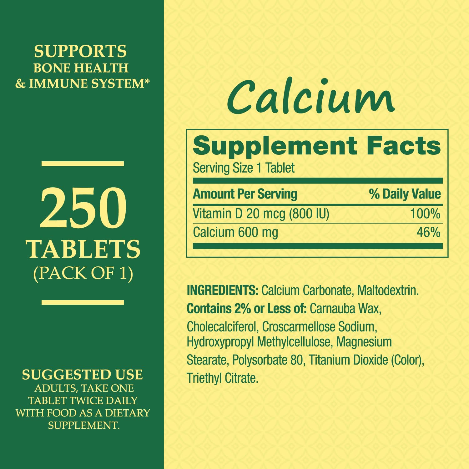 Vitamin D3 enriched calcium tablets