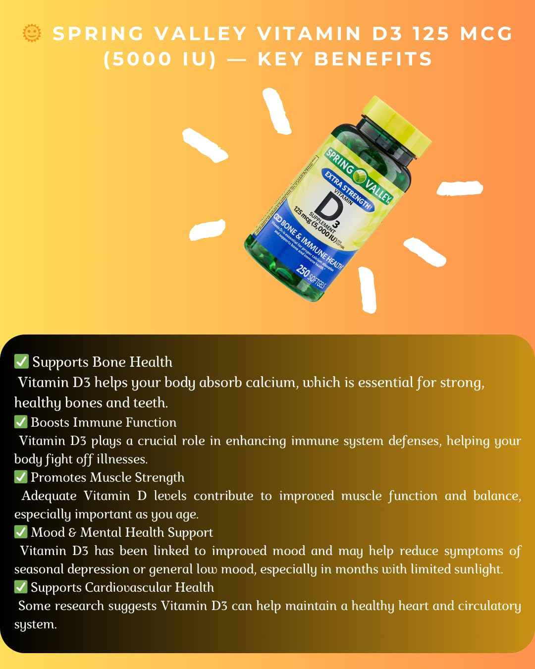 Vitamin D3 for bone strength