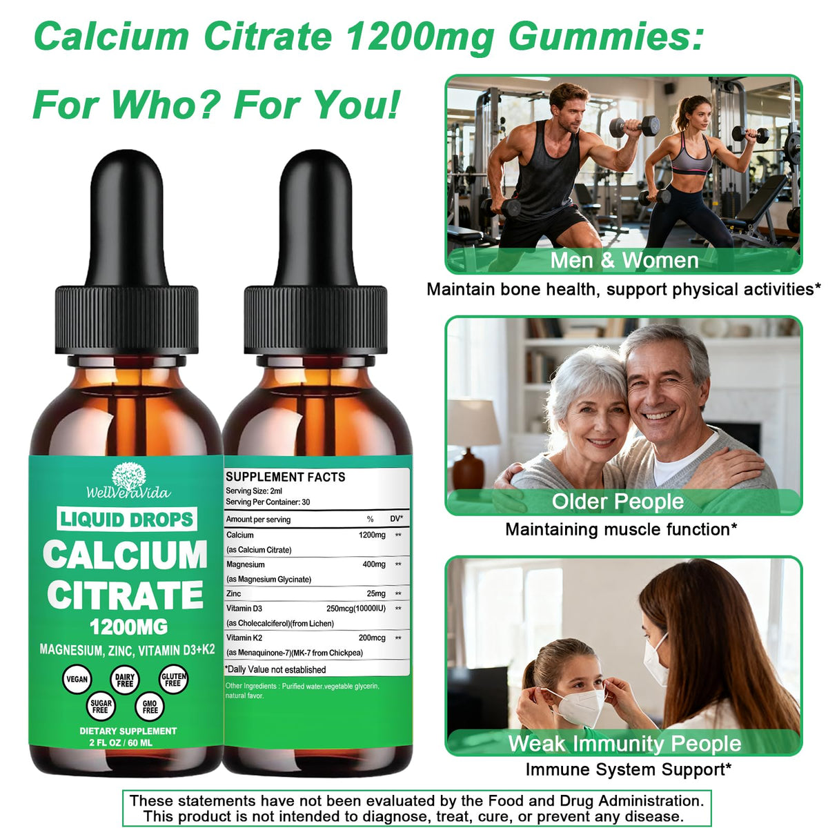 Vitamin D3 for enhanced calcium absorption