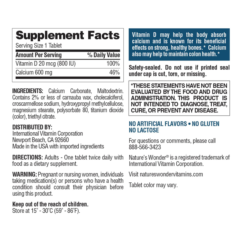 Vitamin D3 fortified calcium for adults