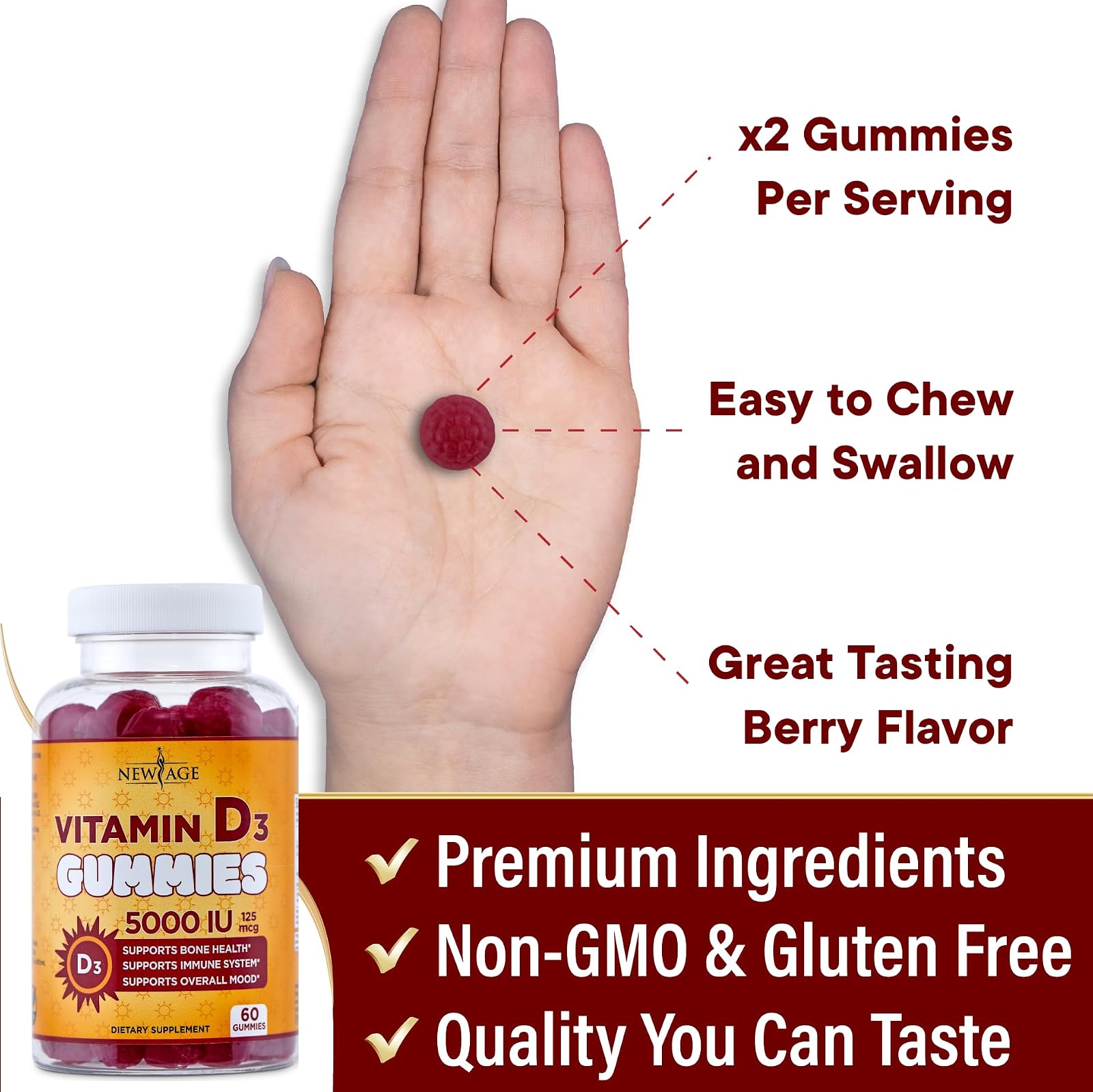 Vitamin D3 gummies for mood support