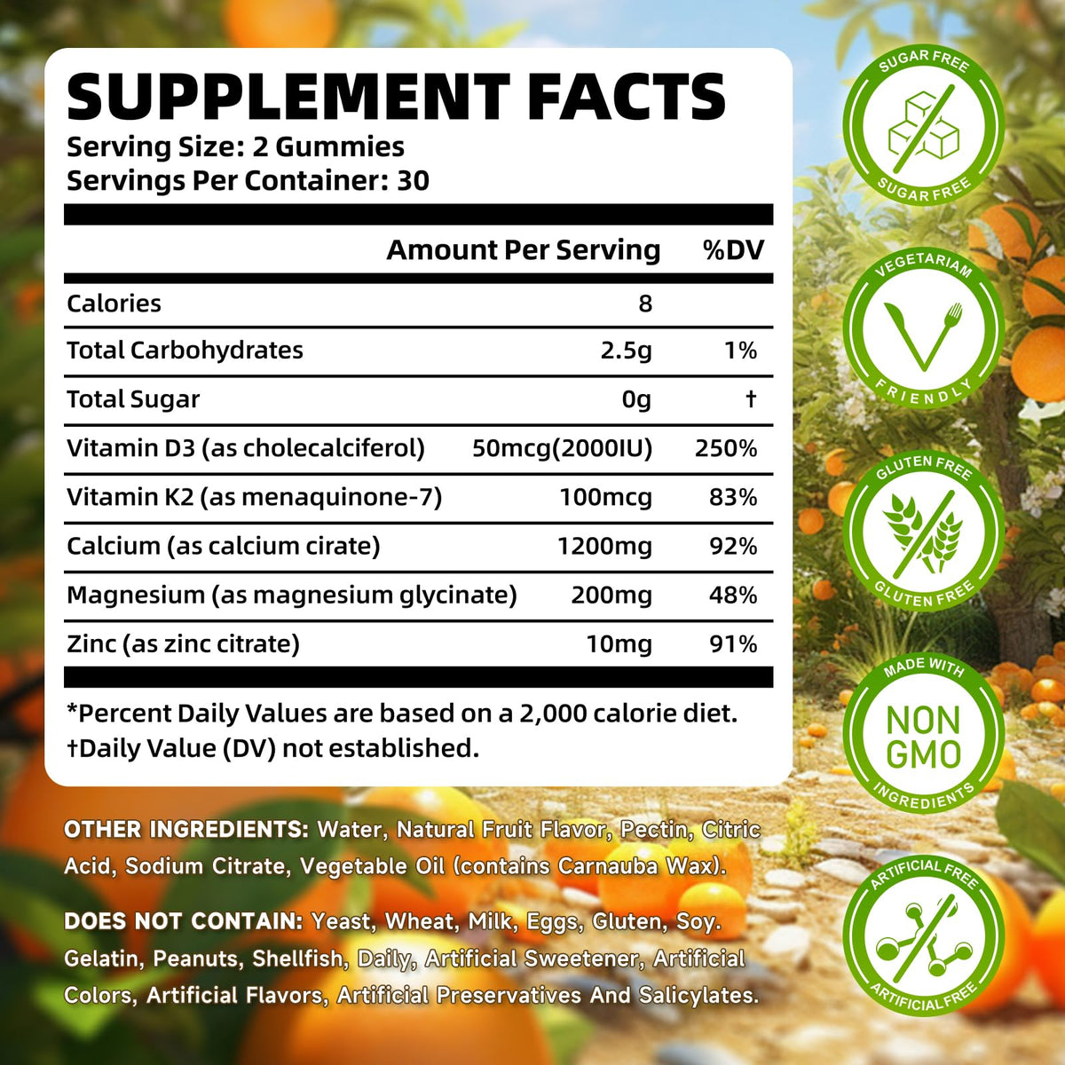 Vitamin D3 K2 calcium supplement for health