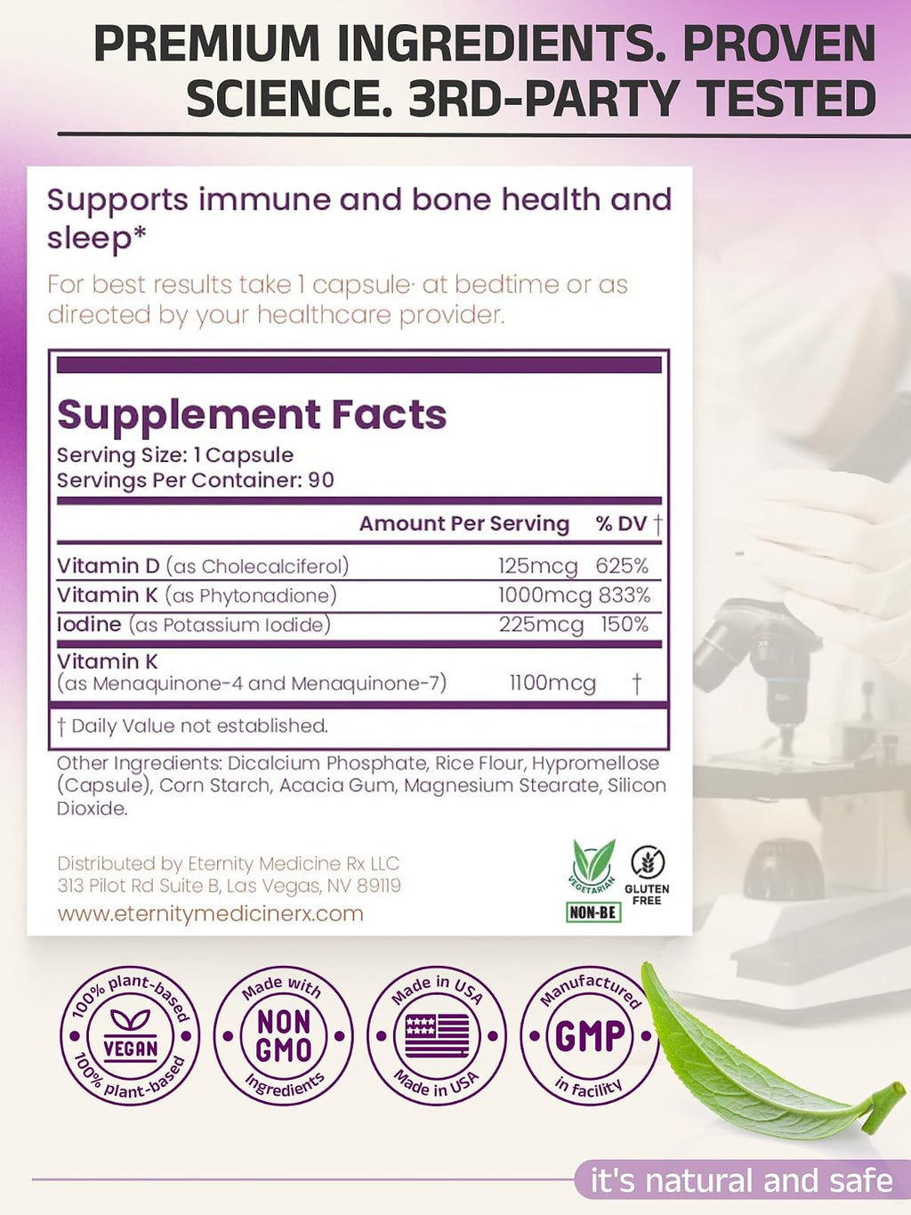 Vitamin D3 K2 capsules for energy