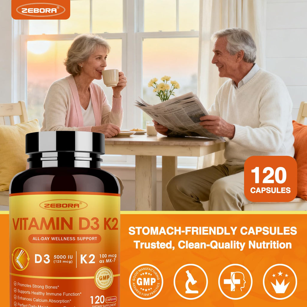 Vitamin D3 K2 capsules for energy