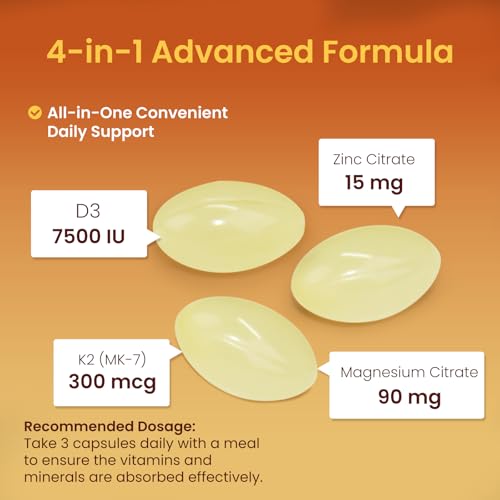 Vitamin D3 K2 capsules for energy