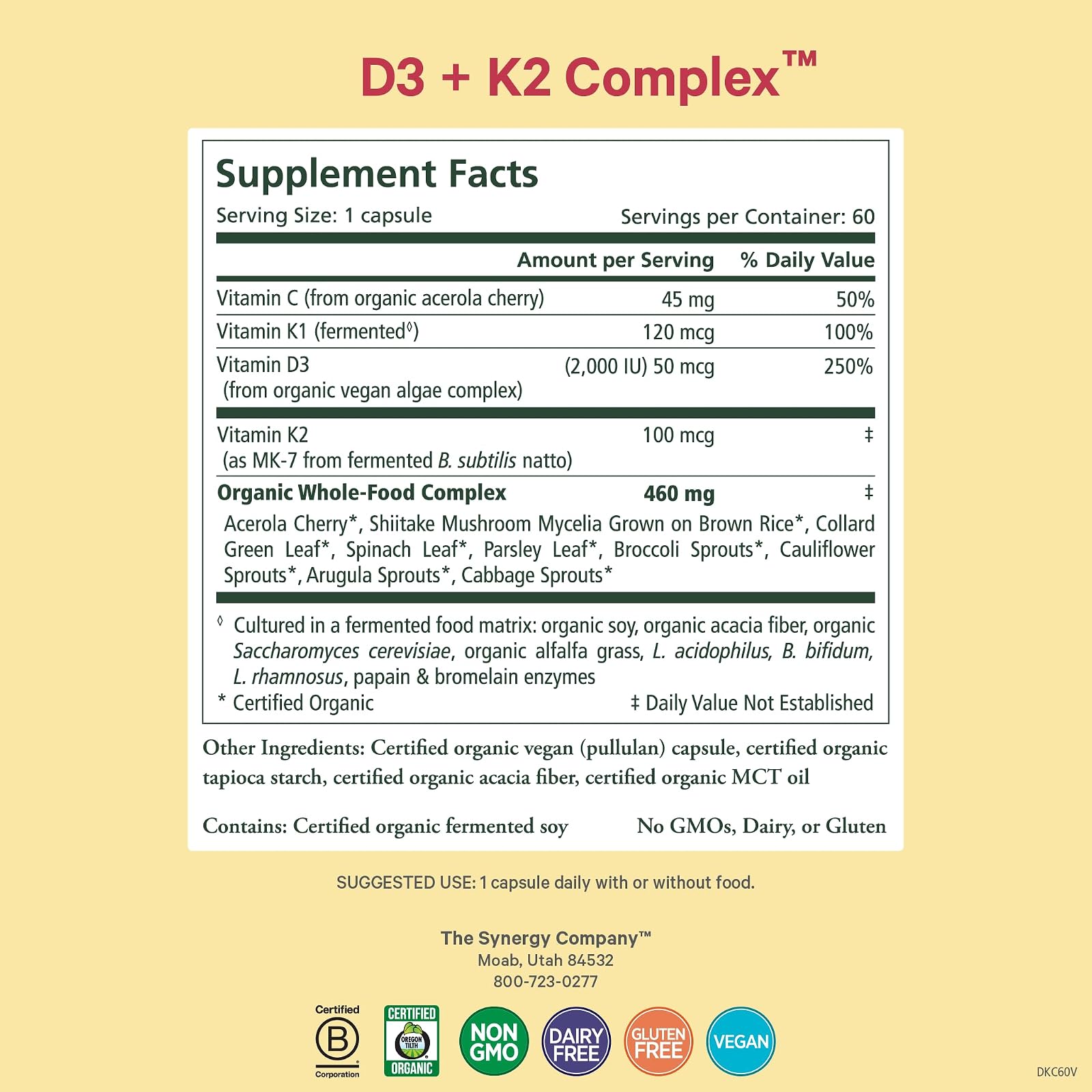 Vitamin D3 K2 complex for immune support