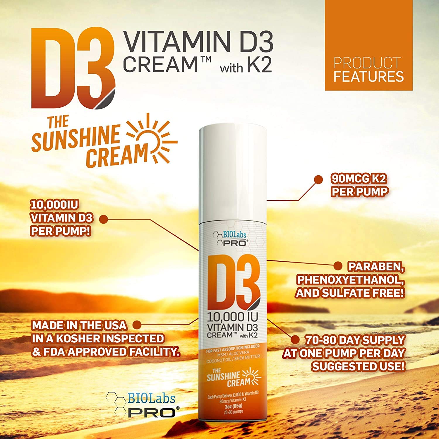 Vitamin D3 K2 cream for bone health
