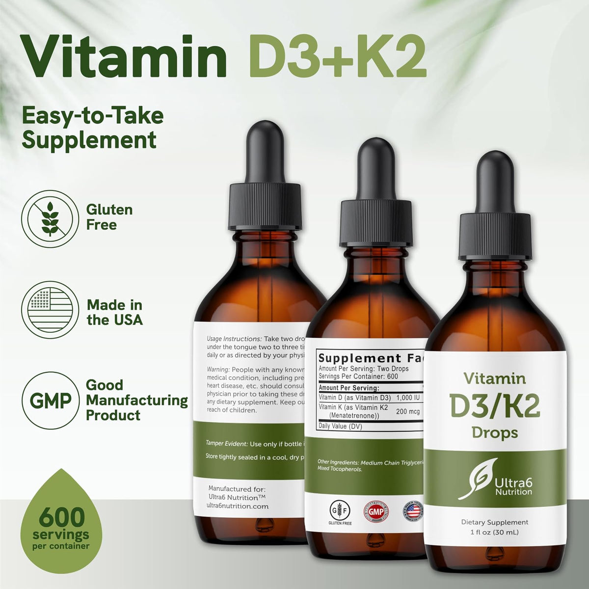 Vitamin D3 K2 drops for bone health