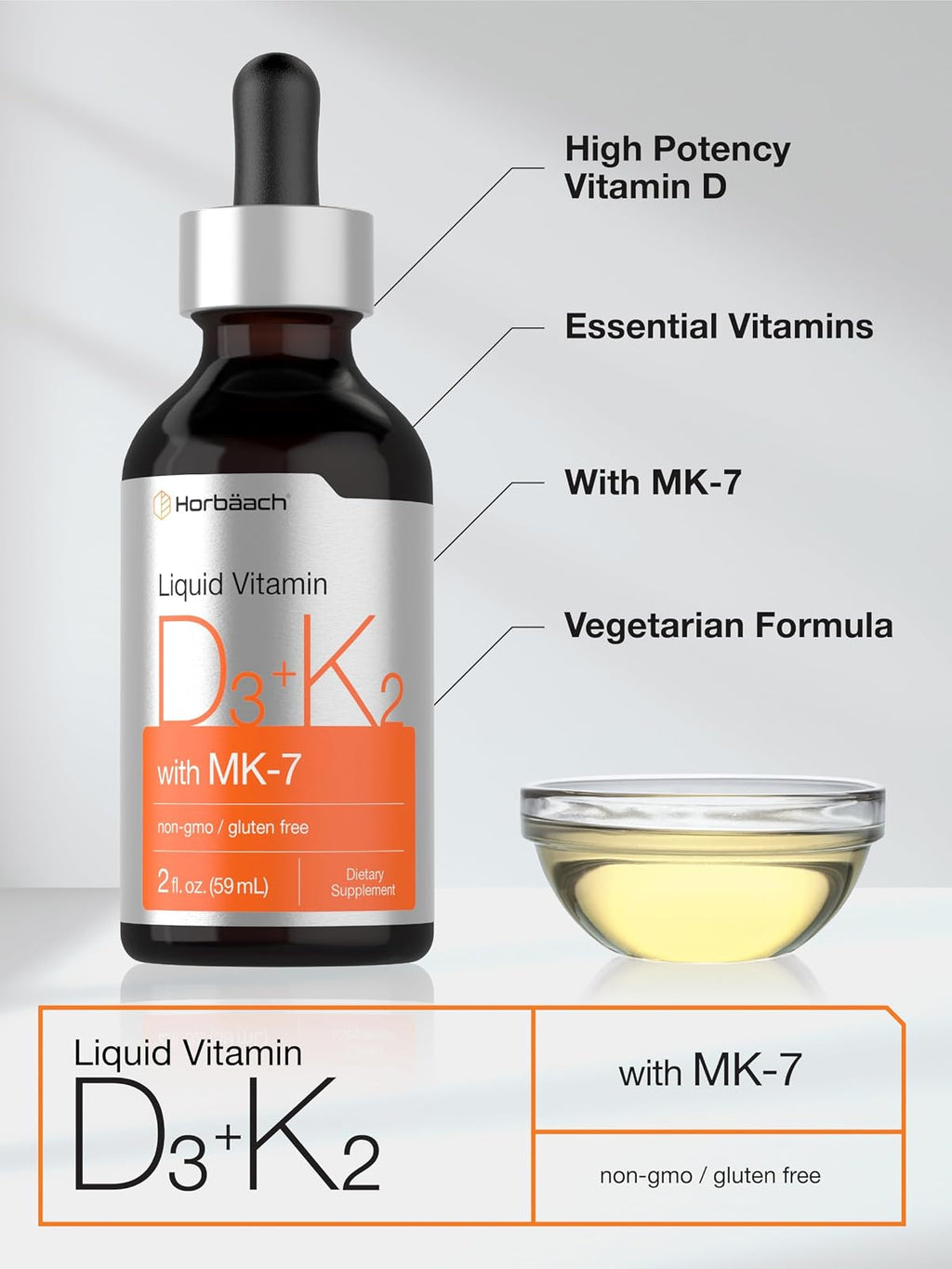Vitamin D3 K2 drops for daily wellness