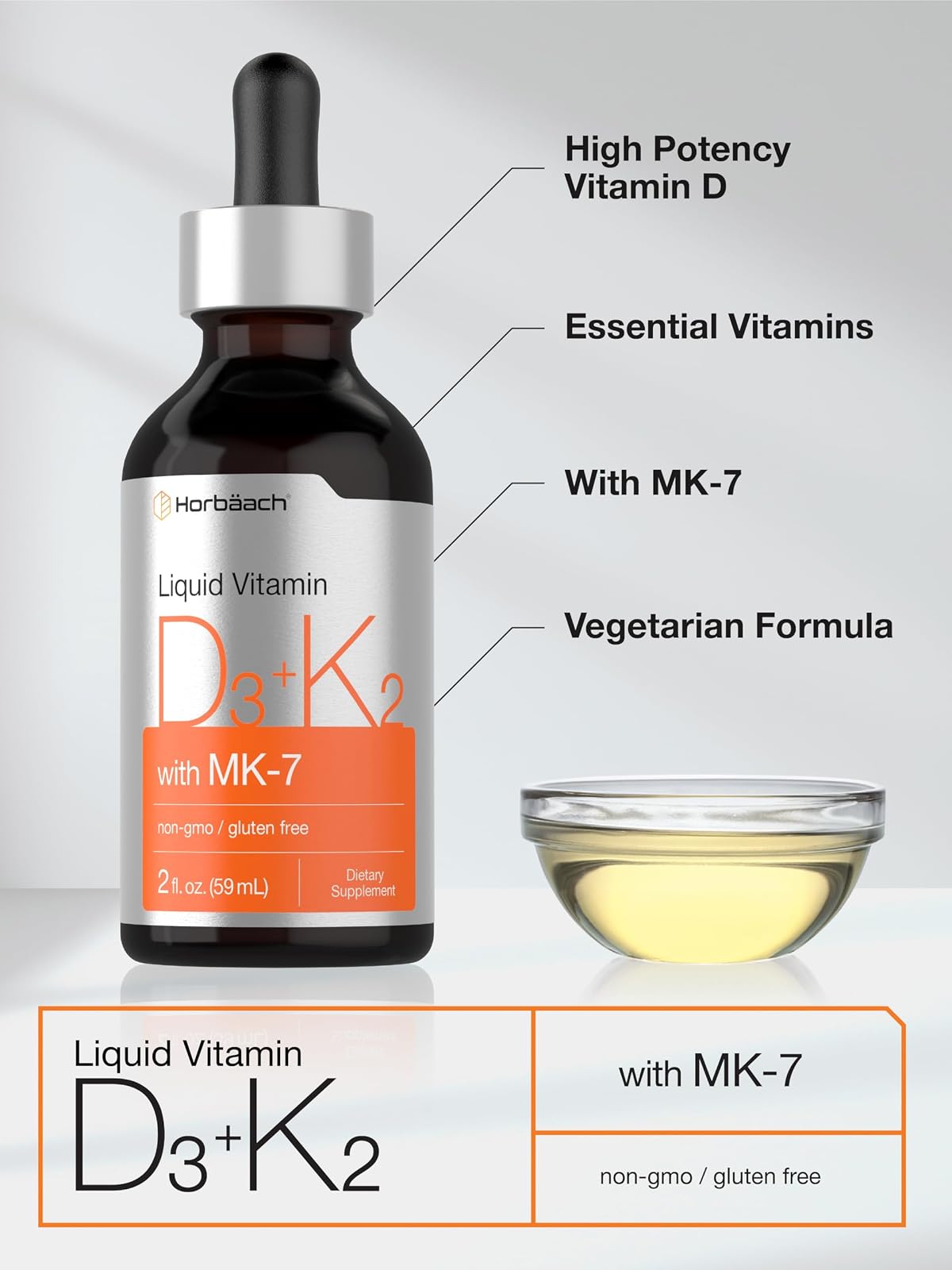 Vitamin D3 K2 drops for daily wellness