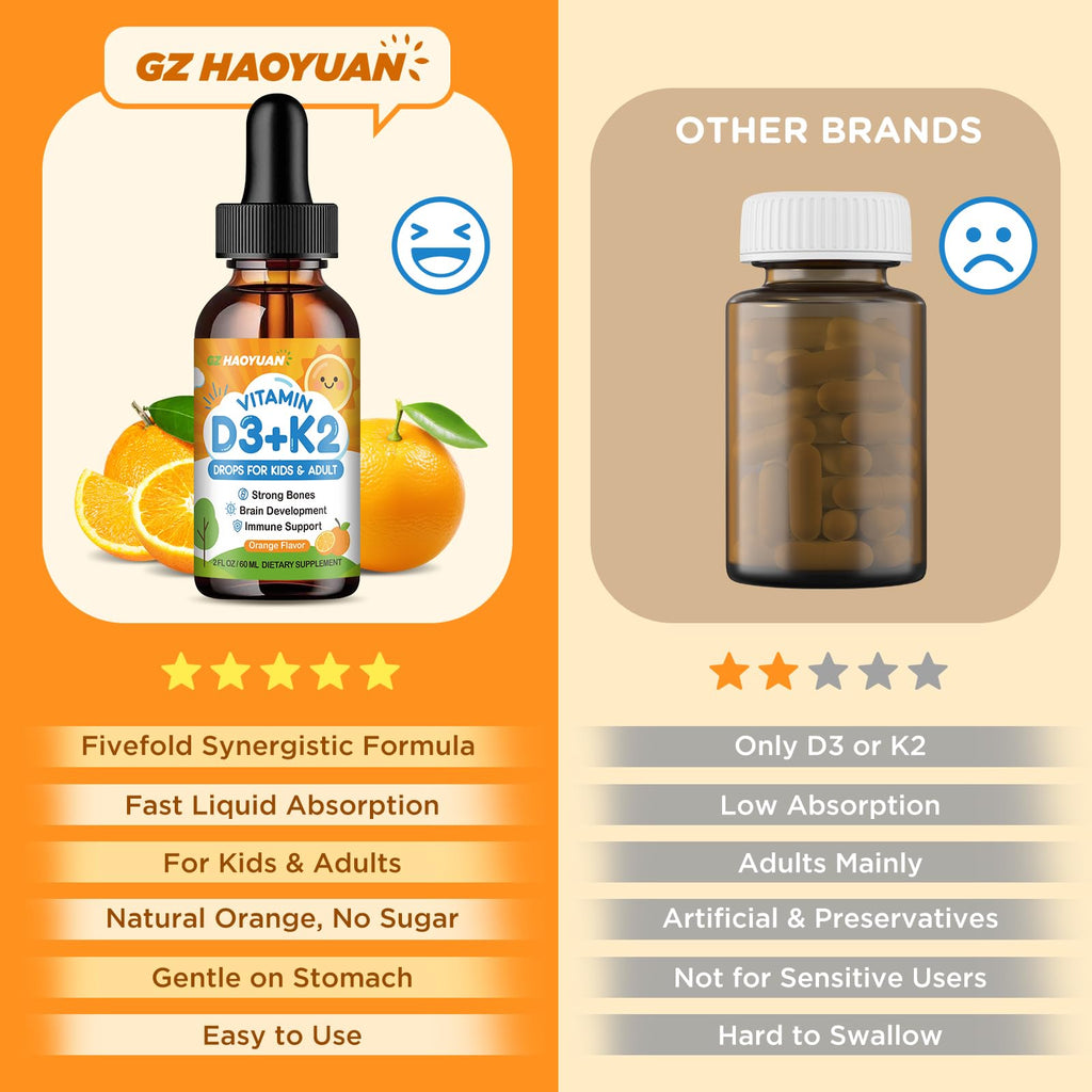 Vitamin D3 K2 drops for growth