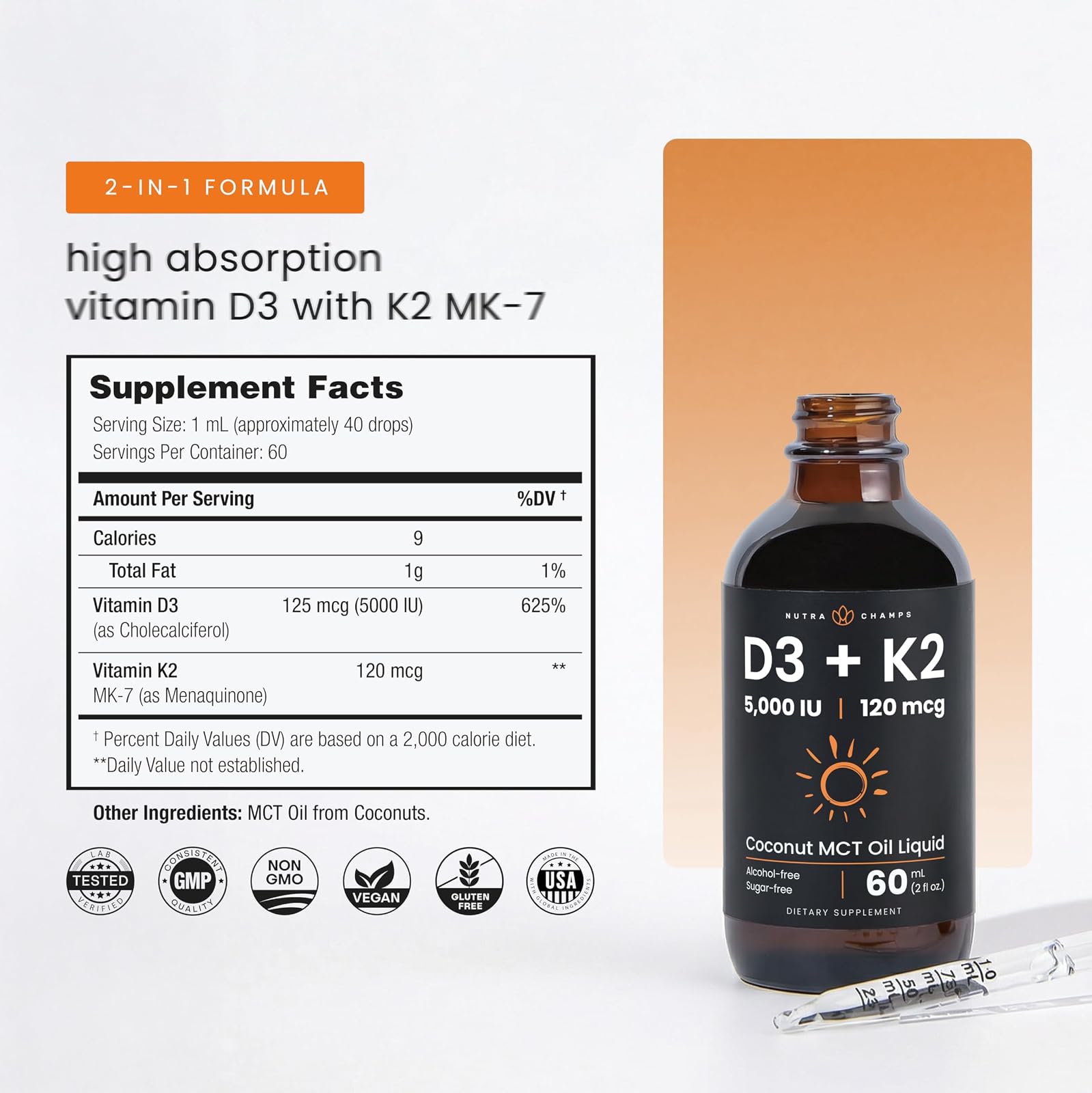Vitamin D3 K2 drops for immunity