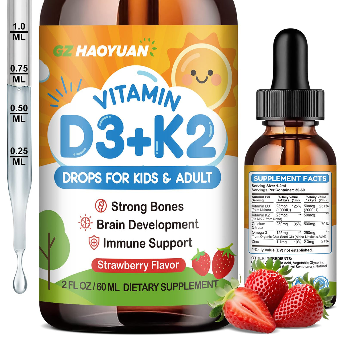 Vitamin D3 K2 drops for kids
