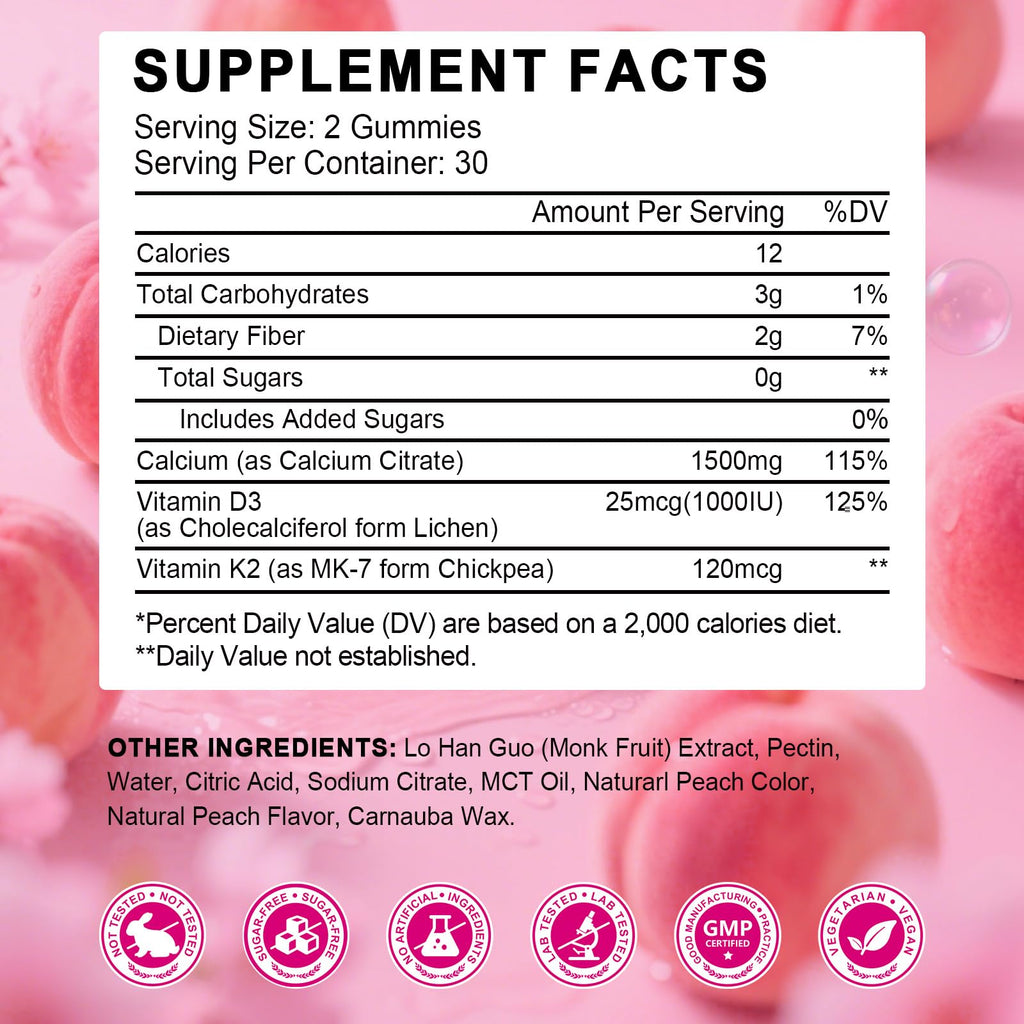 Vitamin D3 K2 enriched calcium supplement