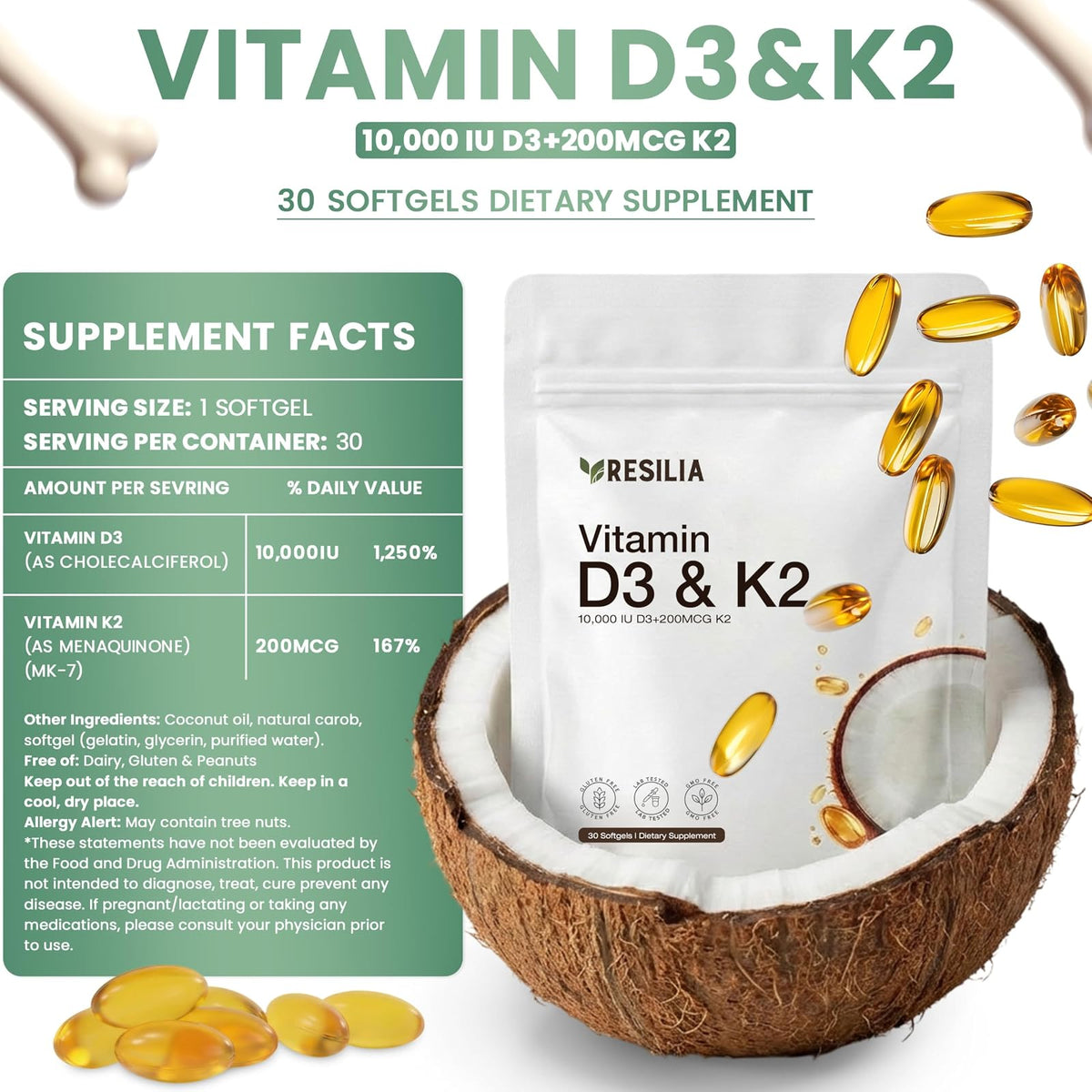 Vitamin D3 K2 for bone health
