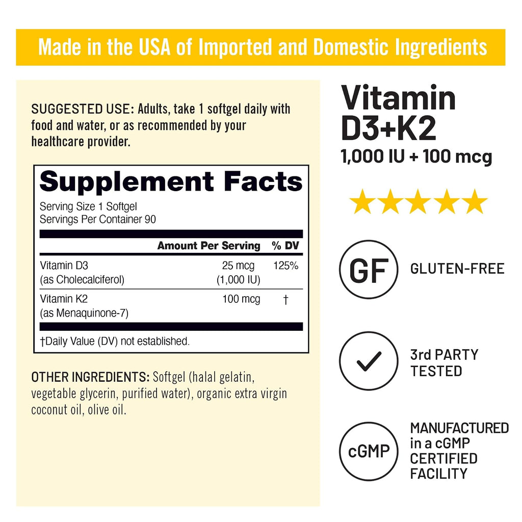 Vitamin D3 K2 for bone health