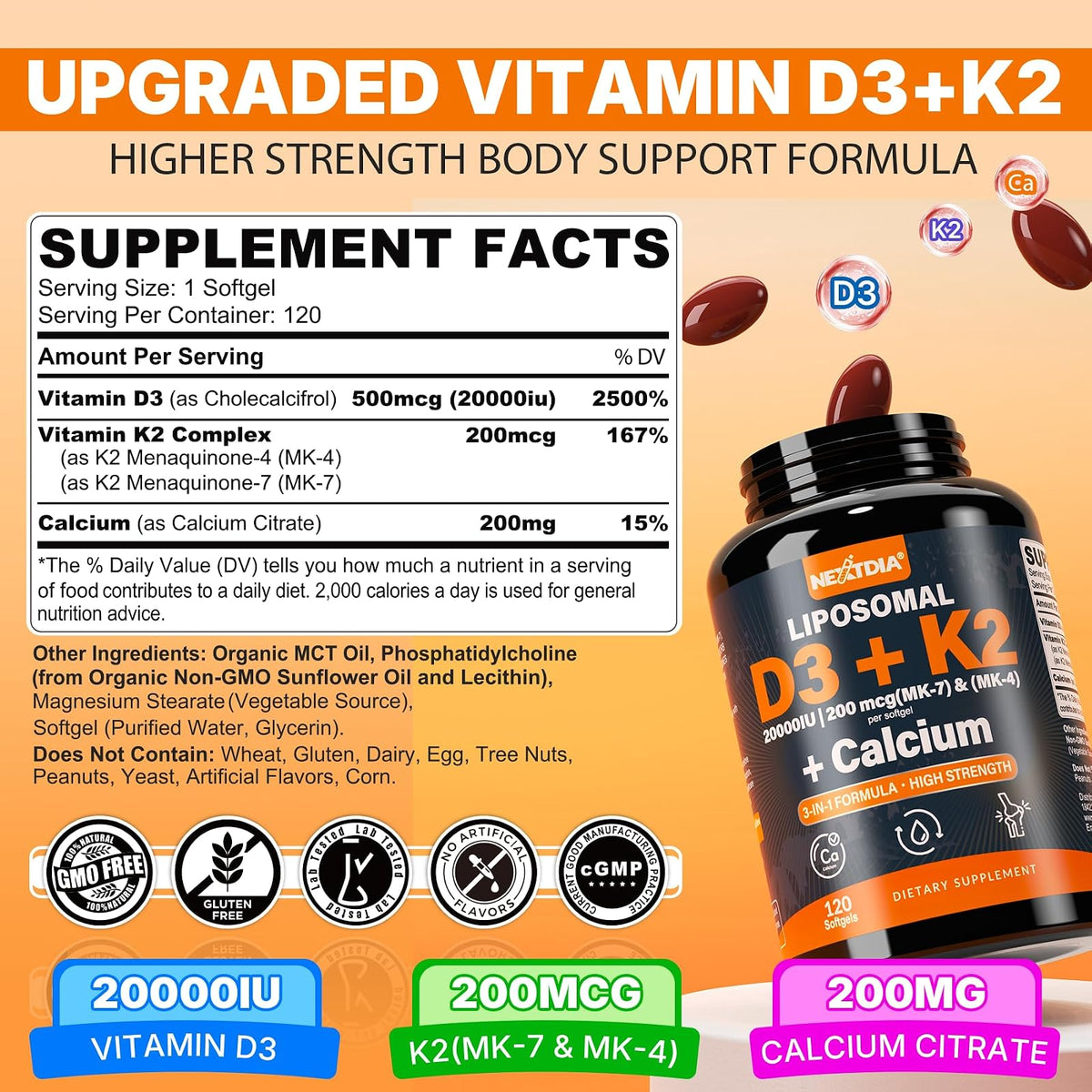 Vitamin D3 K2 for bone health