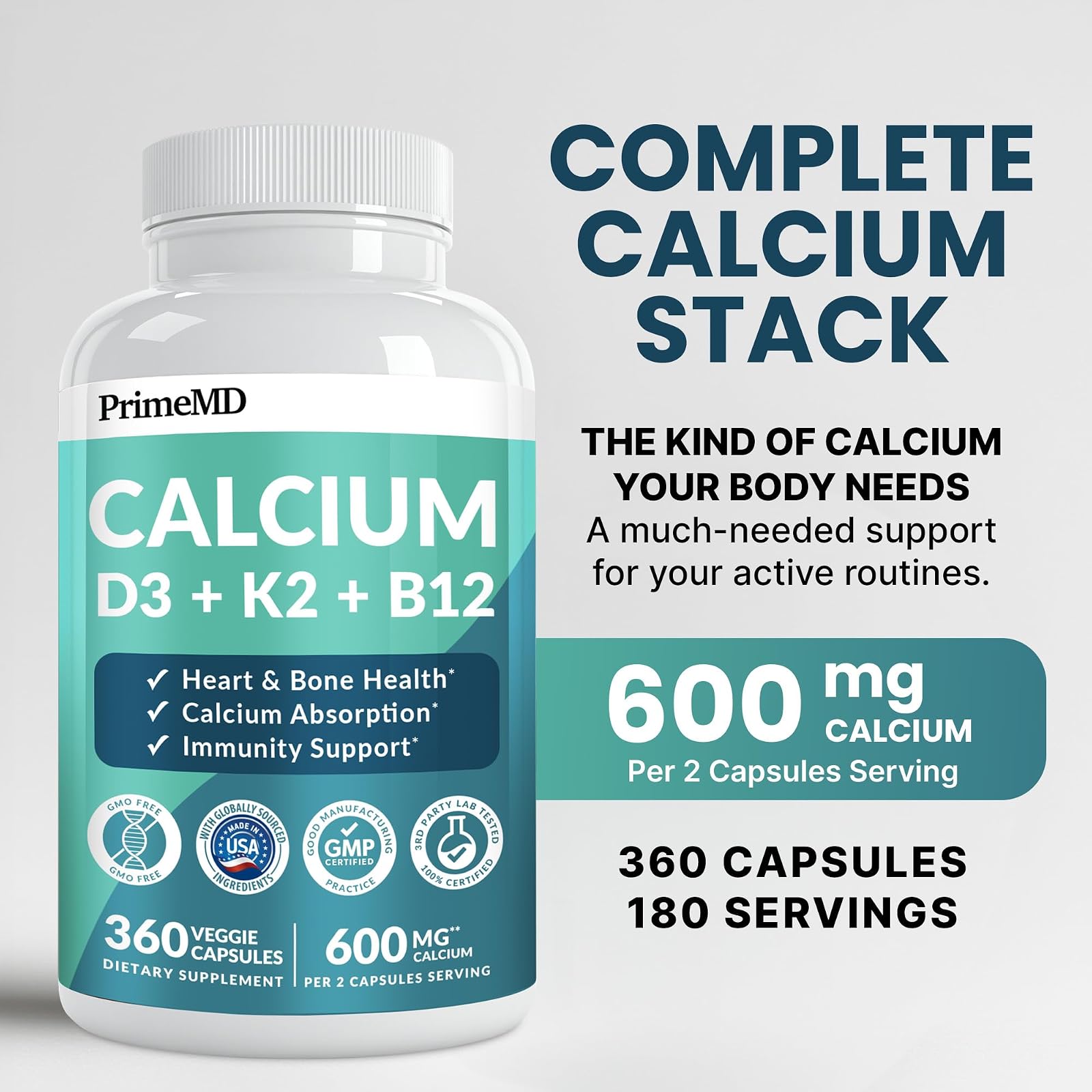 Vitamin D3 K2 for enhanced calcium absorption