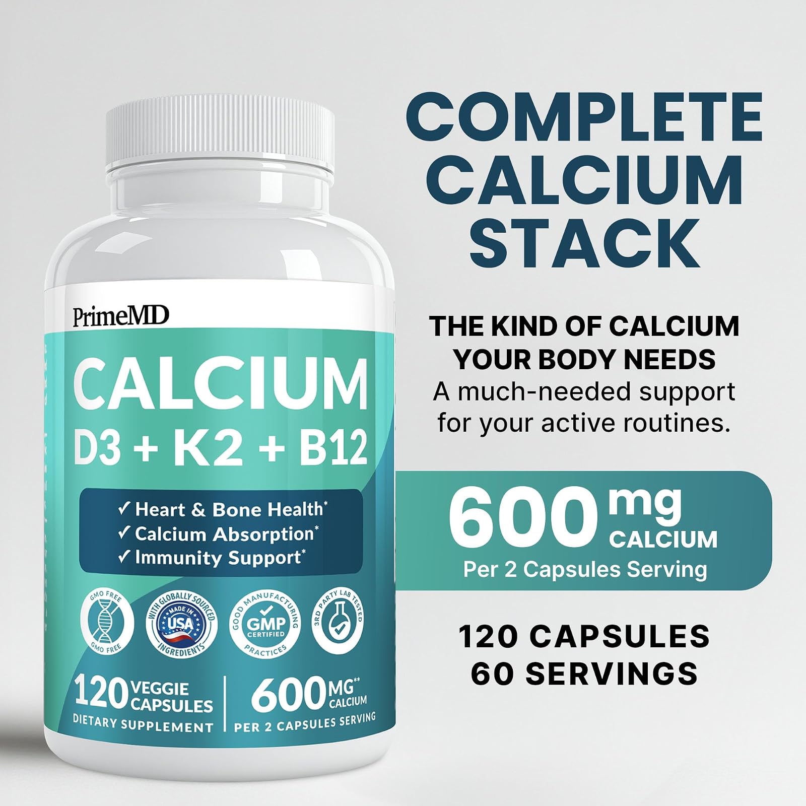 Vitamin D3 K2 for enhanced calcium absorption