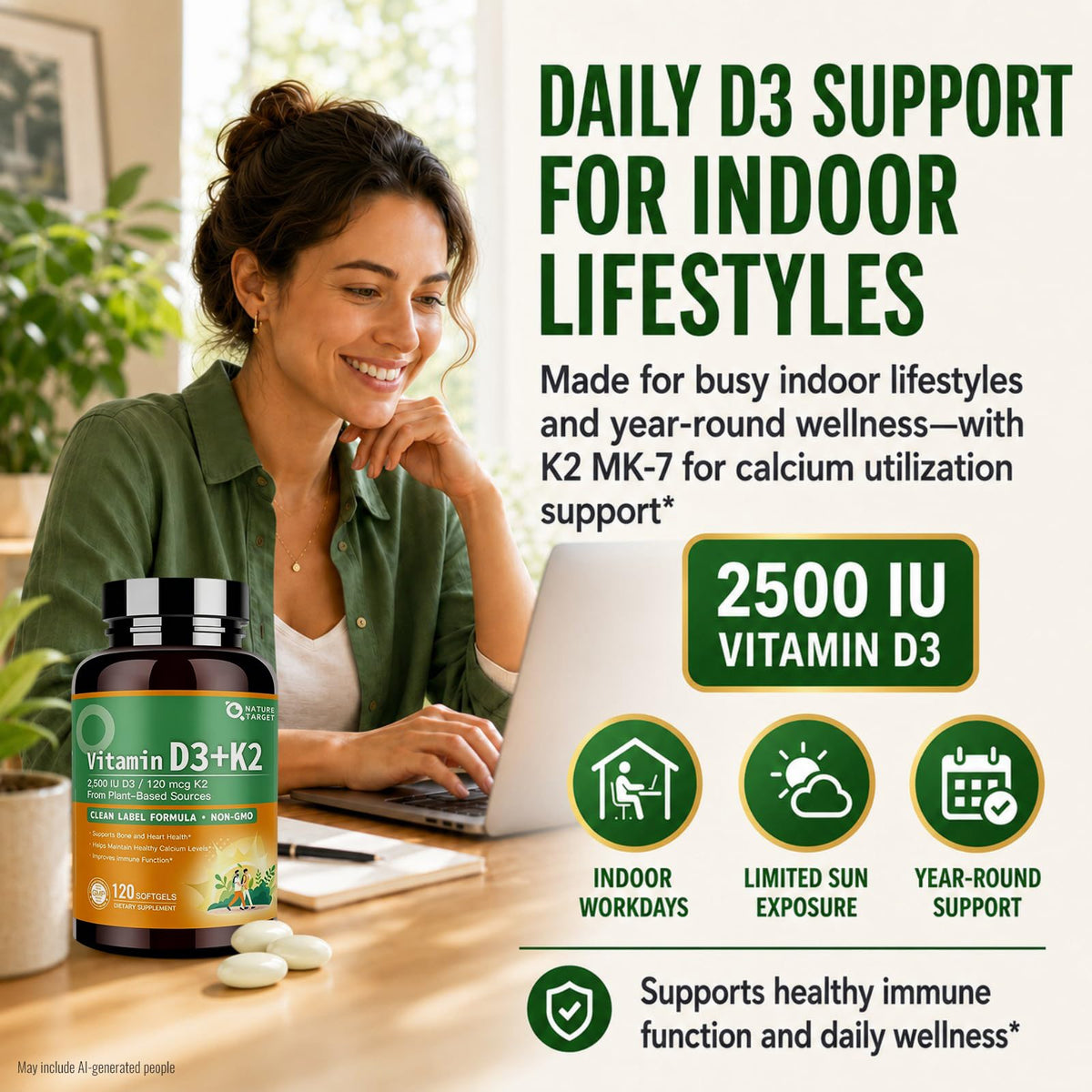 Vitamin D3 K2 for heart support