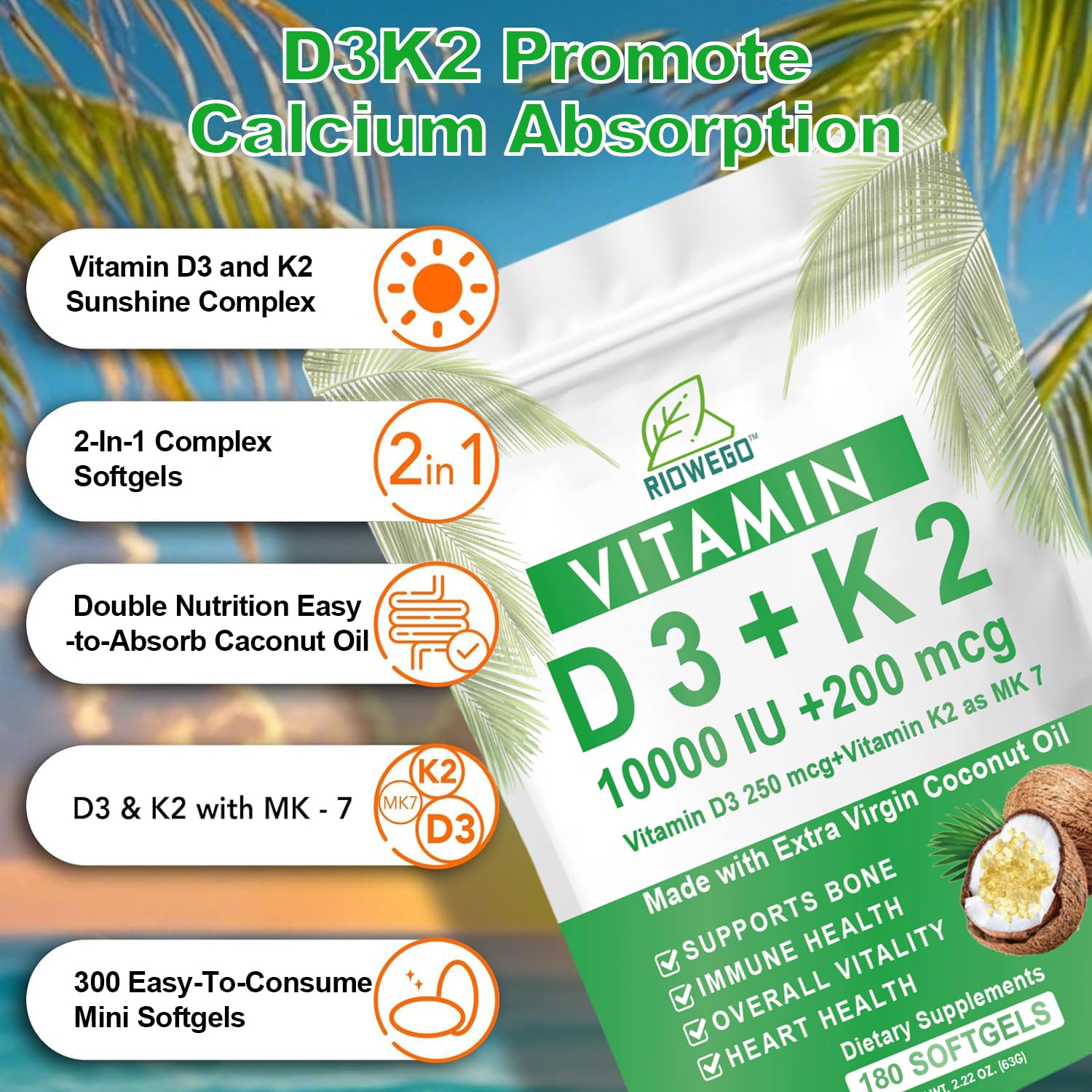 Vitamin D3 K2 for heart wellness