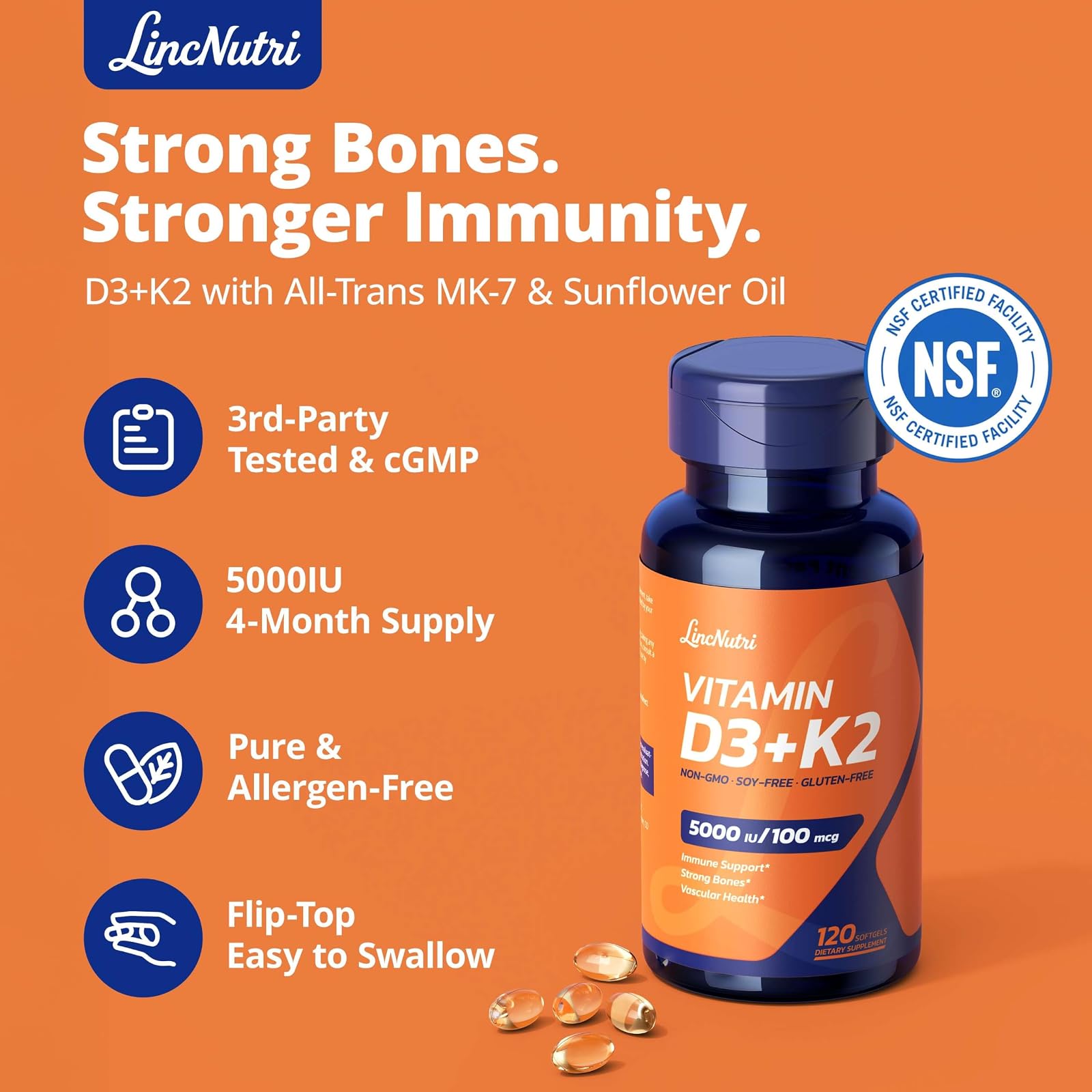 Vitamin D3 K2 for strong bones