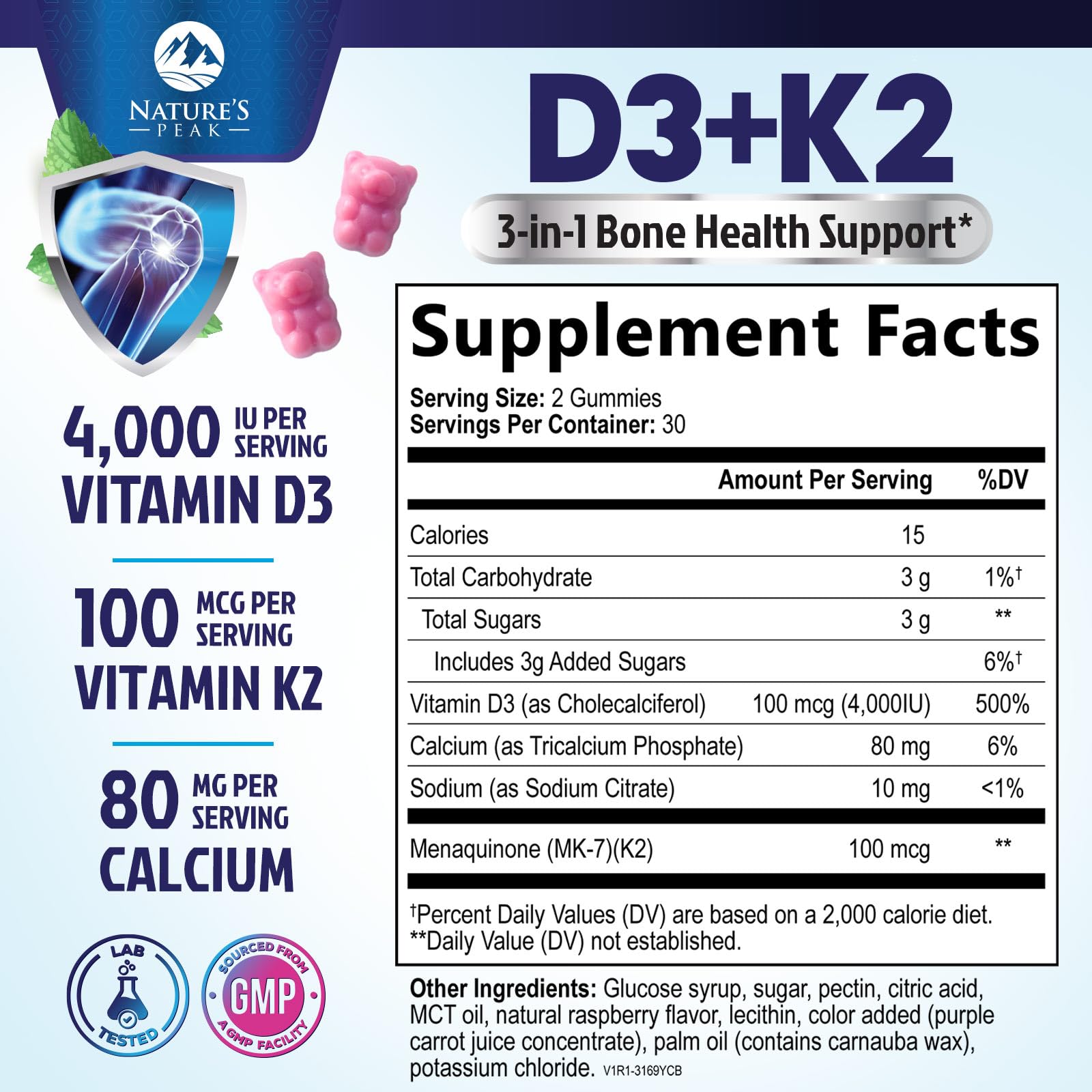 Vitamin D3 K2 gummies for bone health