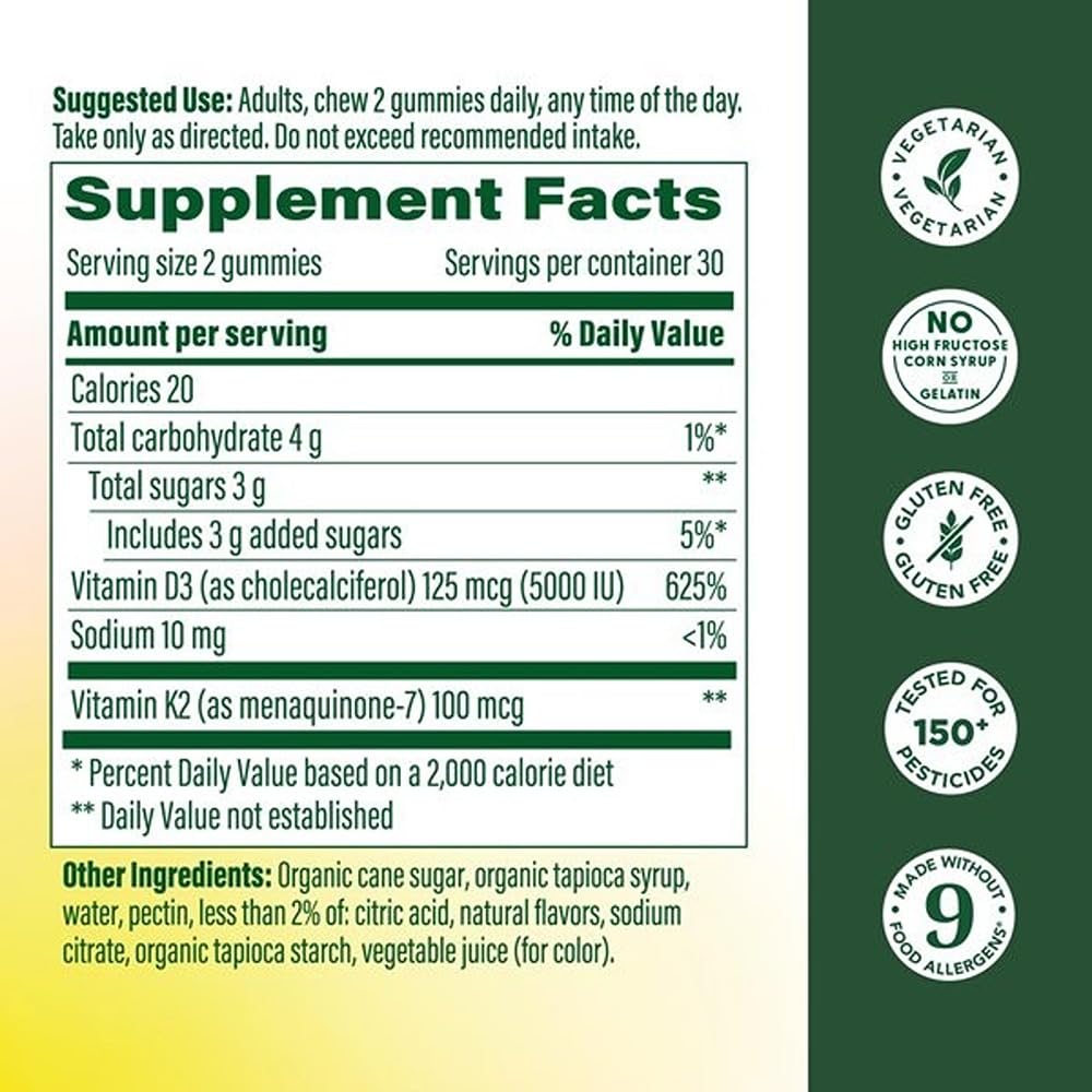 Vitamin D3 K2 gummies for bone health