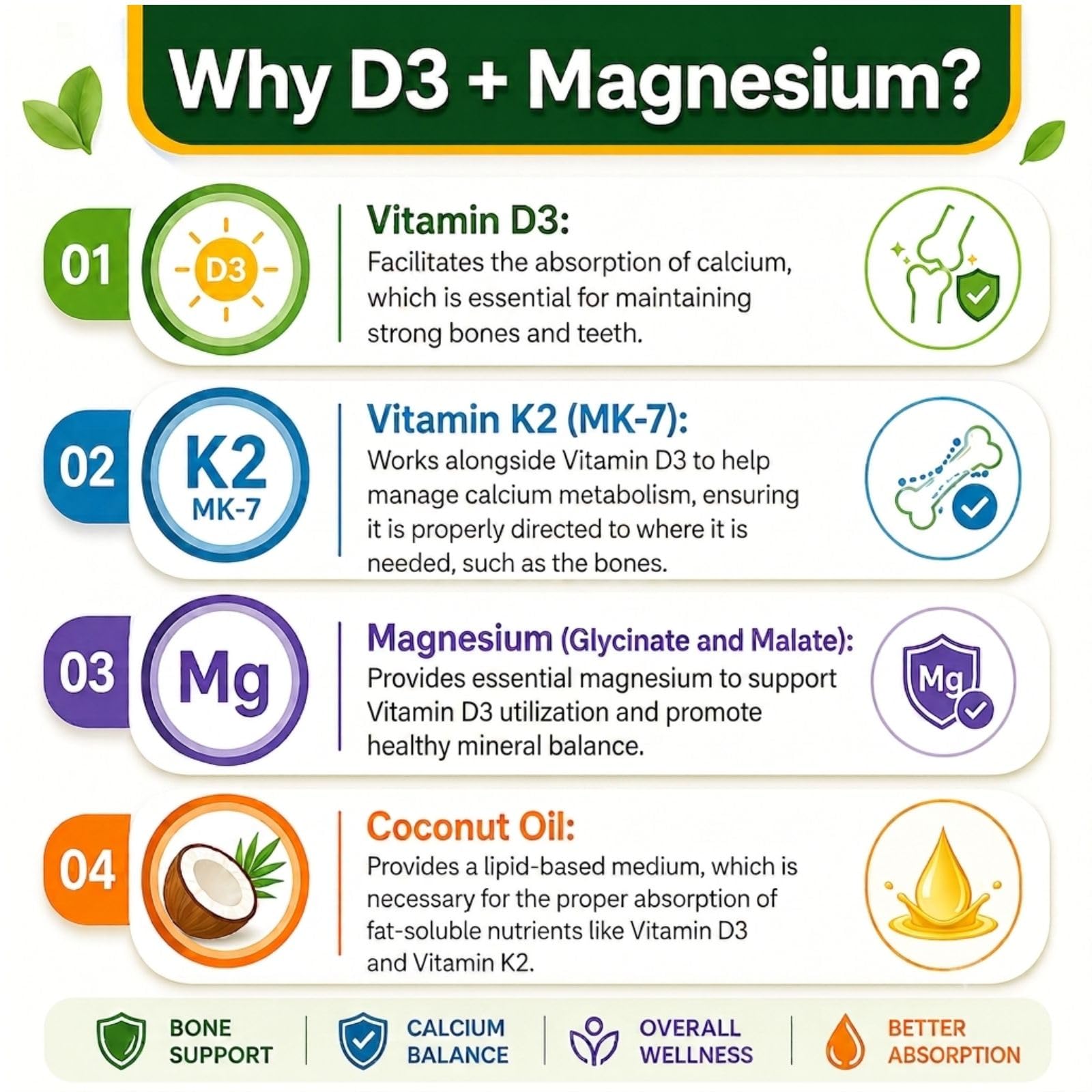 Vitamin D3 K2 heart health supplement