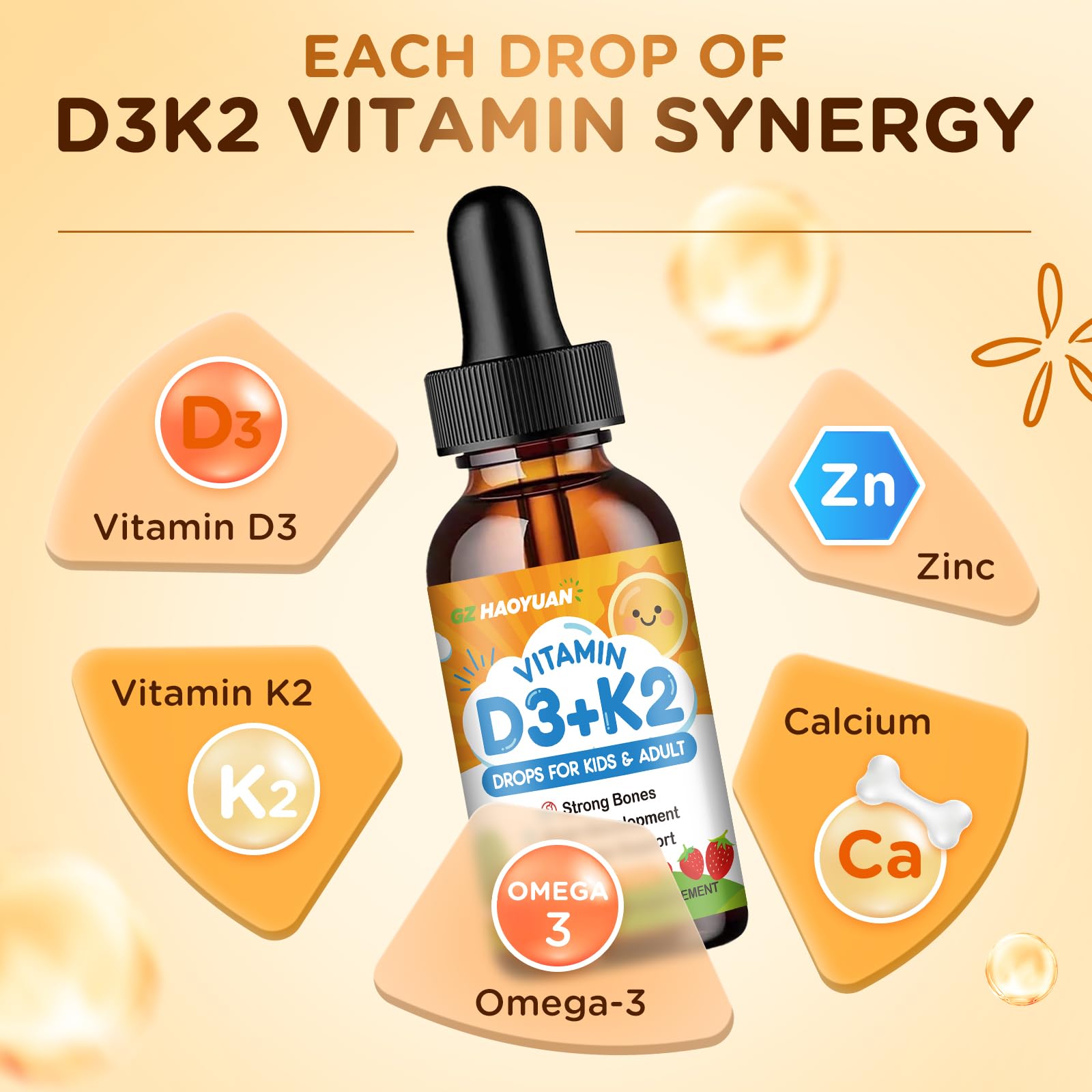 Vitamin D3 K2 immune support drops