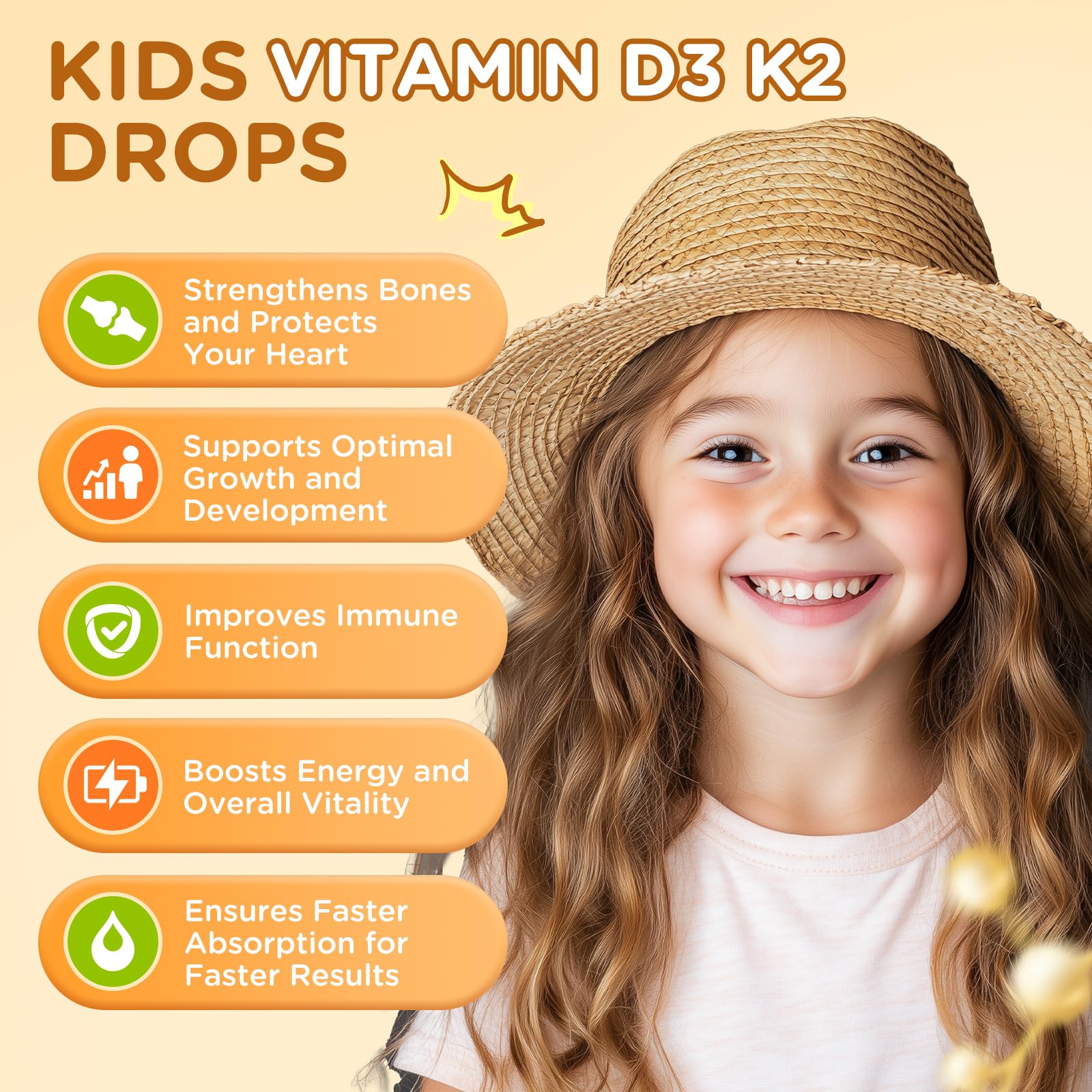 Vitamin D3 K2 immune support for children