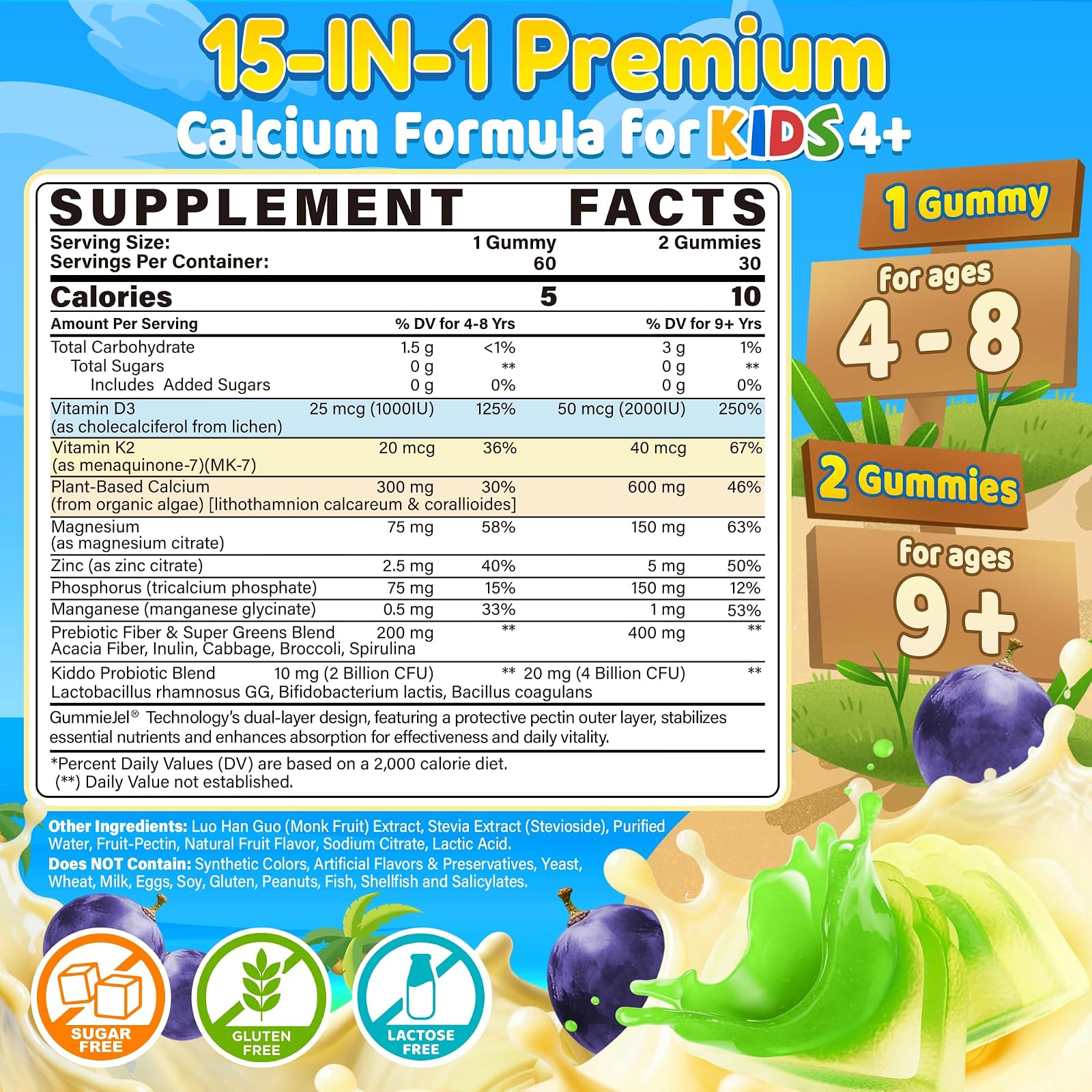 Vitamin D3 K2 kids vitamins support