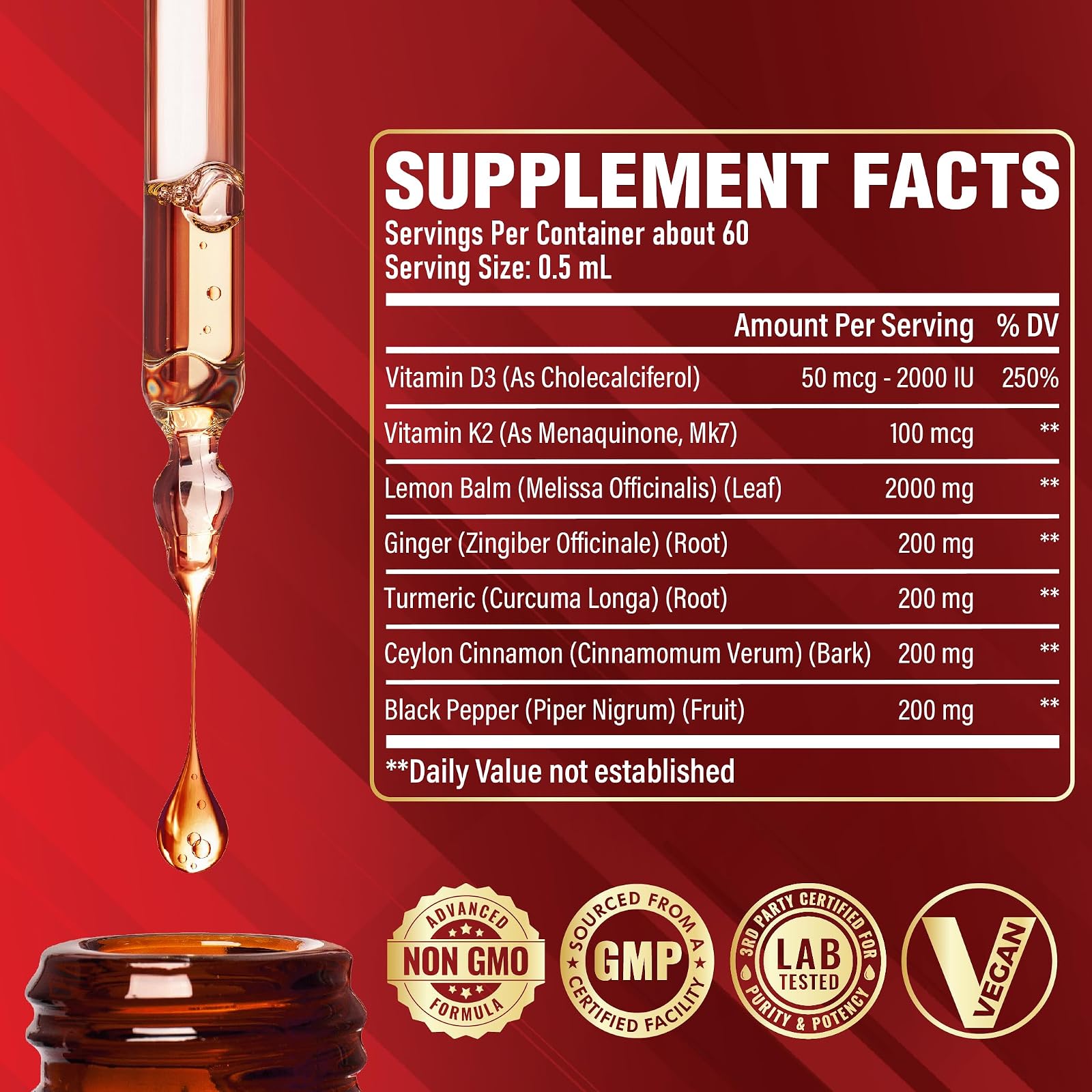 Vitamin D3 K2 lemon balm extract