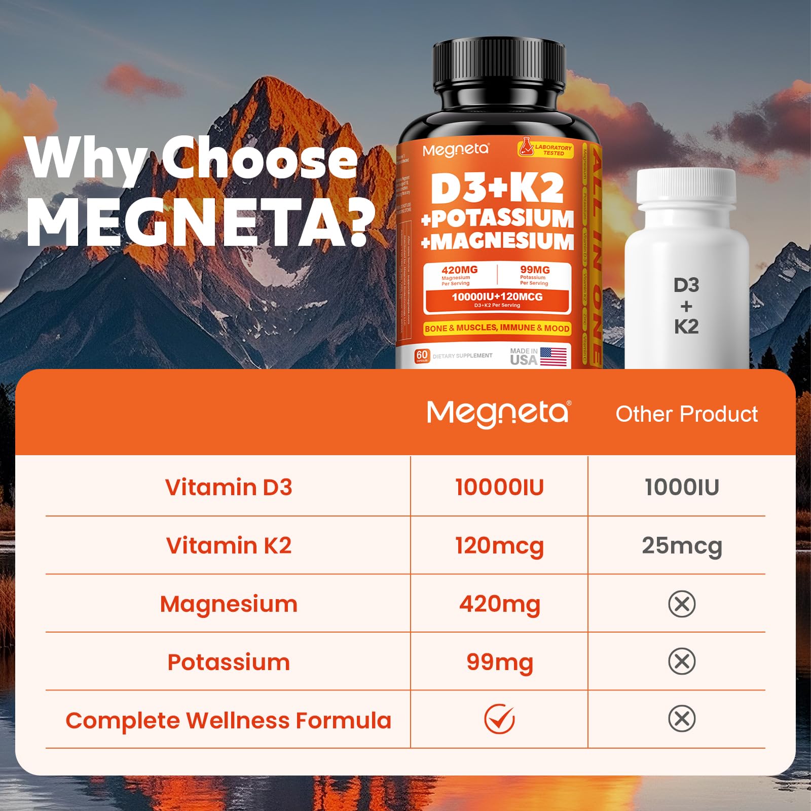 Vitamin D3 K2 MK-7 for overall wellness
