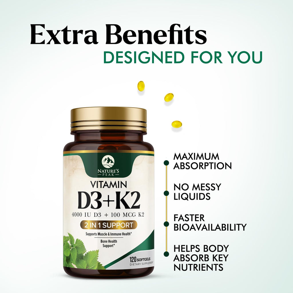Vitamin D3 K2 softgels for heart health